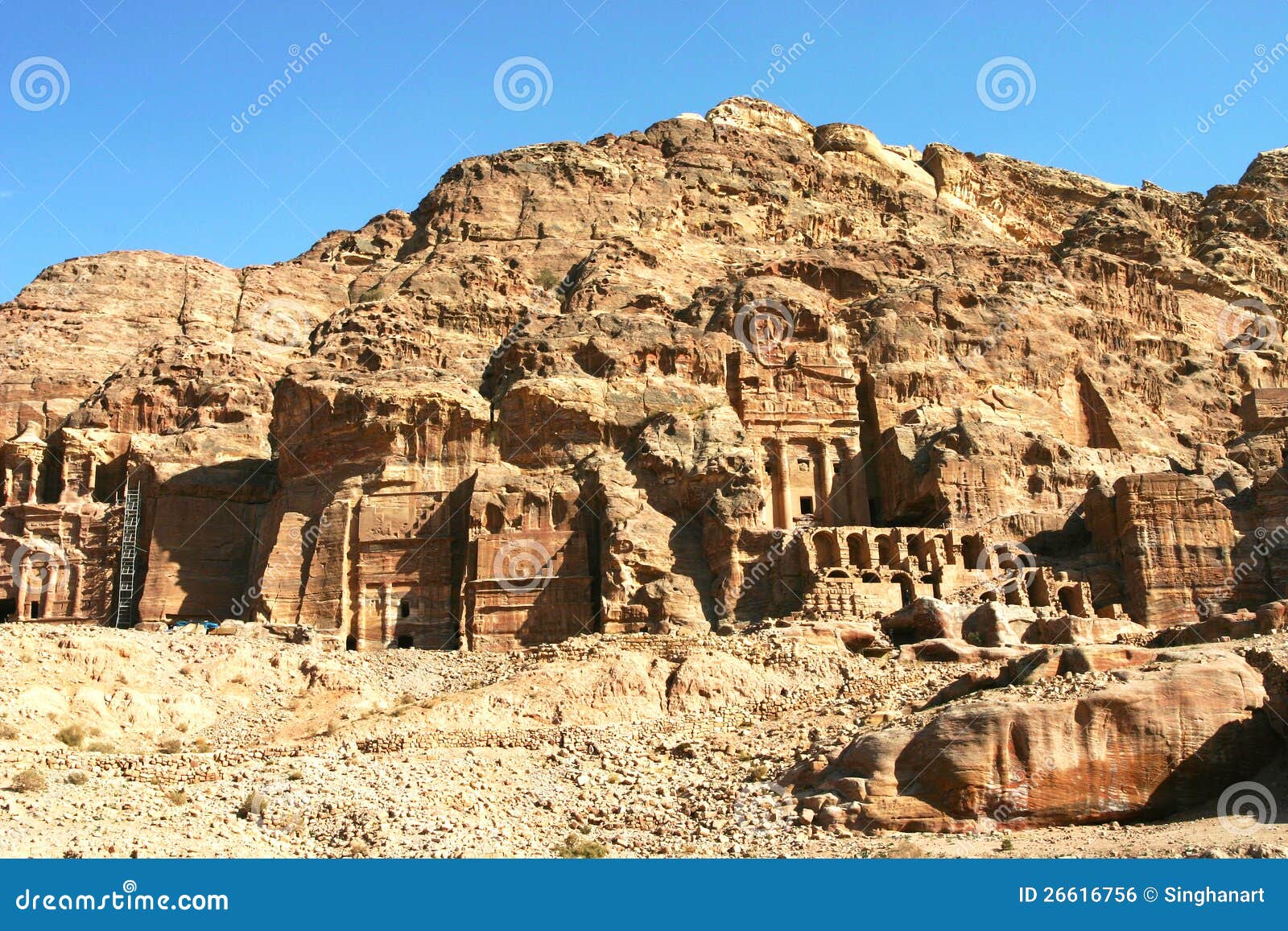 Mountain and Sand Landscape in Petra Jordan Stock Photo - Image of heat ...