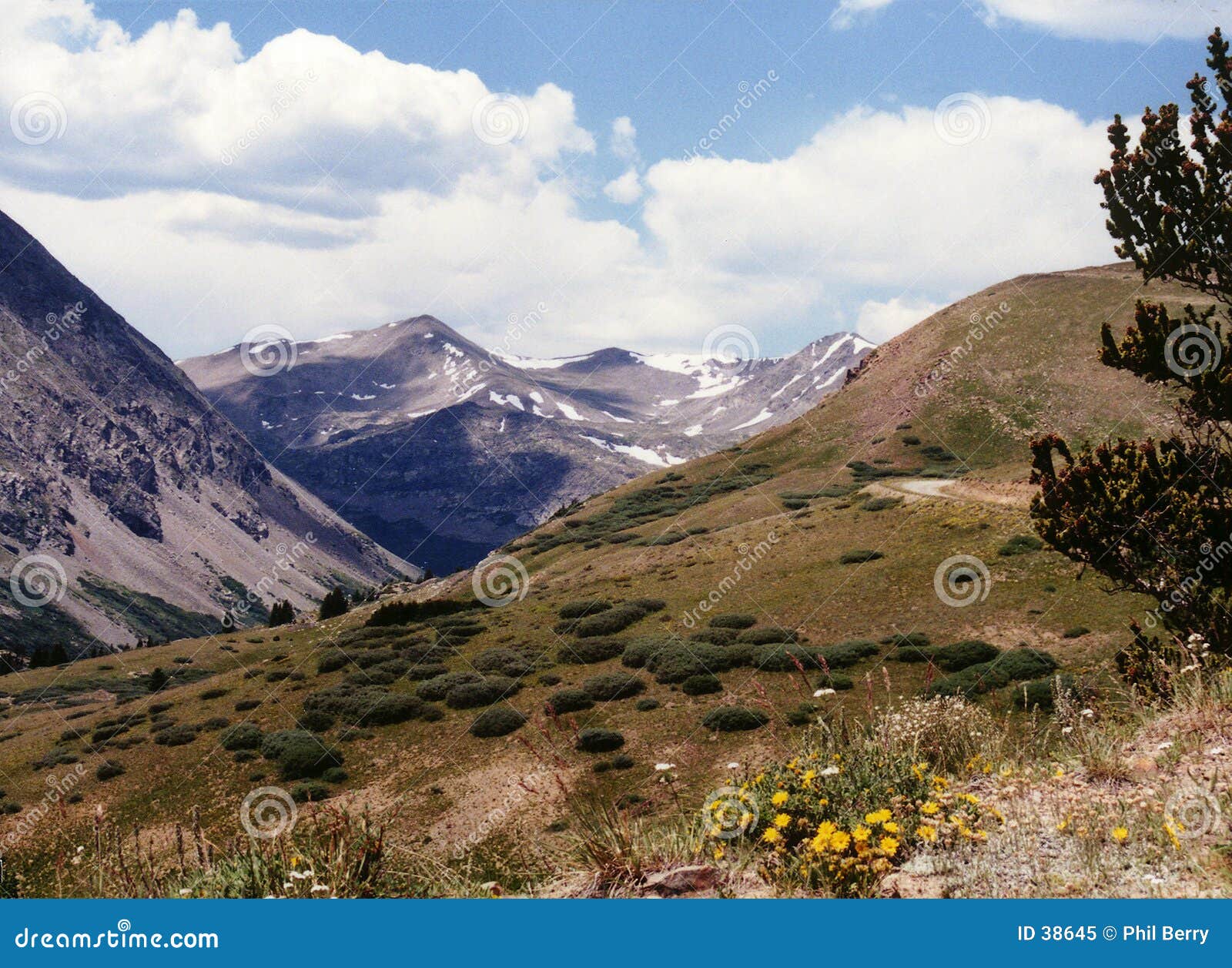 Mountain Scene stock image. Image of rocky, clouds, bushes - 38645
