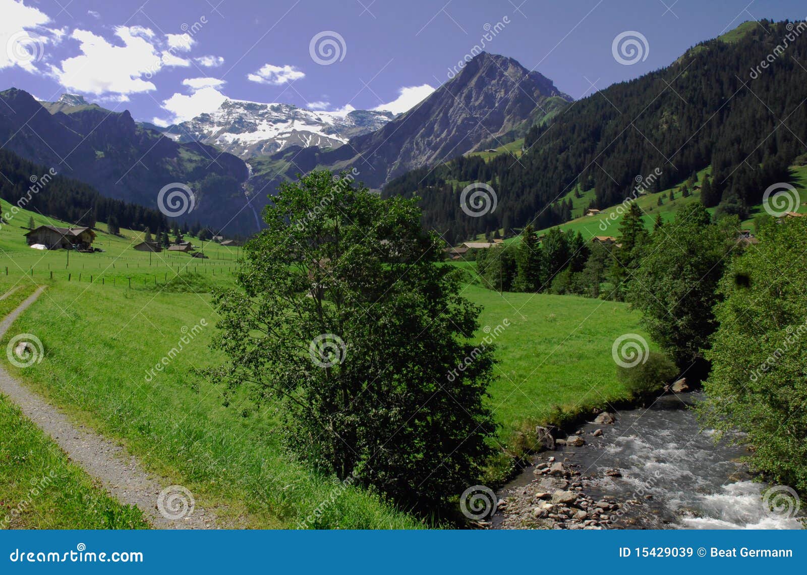 Mountain Scene, Adelboden, Switzerland Stock Image - Image of summer ...