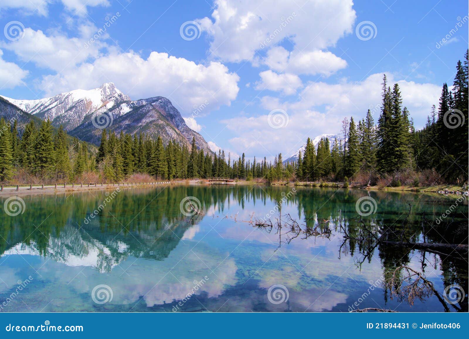 Mountain Scene with Lake Reflections Stock Image - Image of peak ...