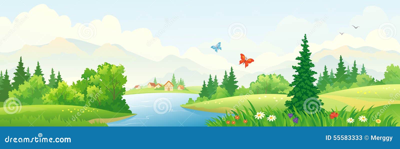Mountain Scenic Banner Cartoon Vector | CartoonDealer.com #55583333