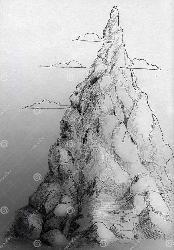 Mountain sketch stock illustration. Illustration of drawing - 25864610