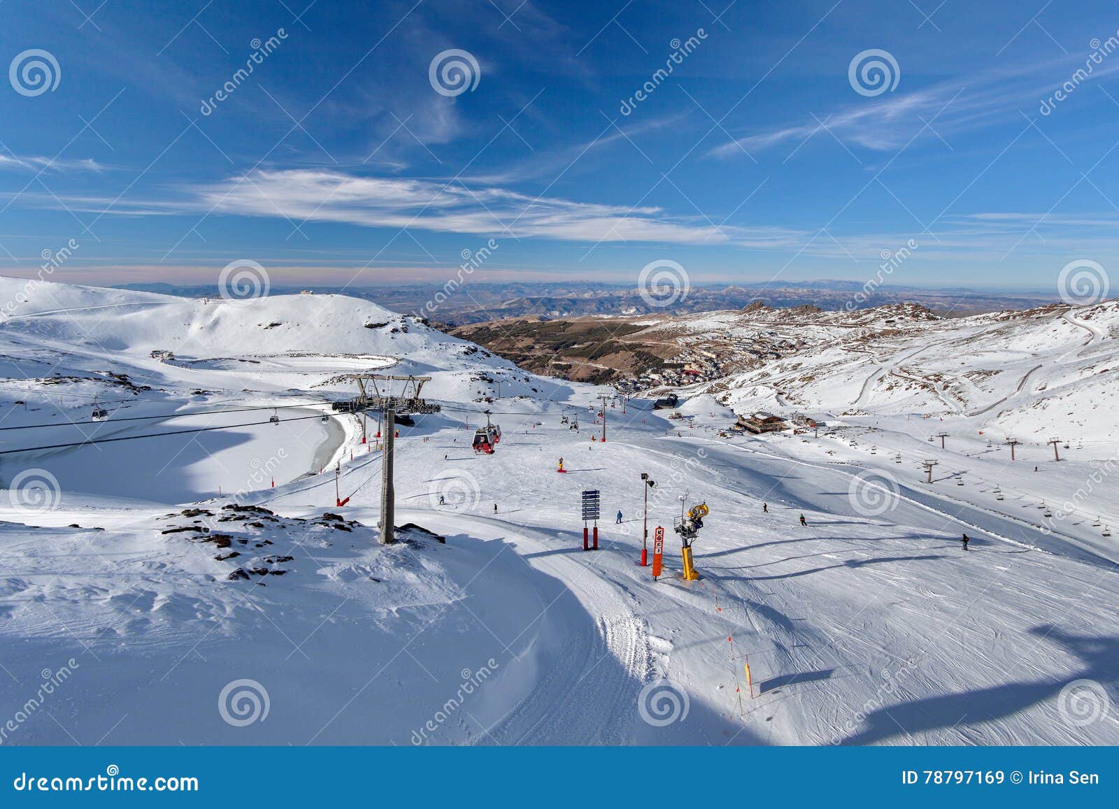 Mountain Skiing - Pradollano Sierra Nevada Spain Stock Image - Image of ...