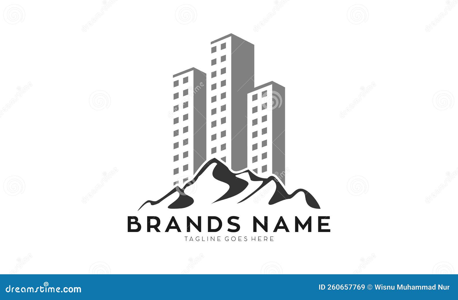 Mountain and Skyscraper Vector Logo Stock Vector - Illustration of ...