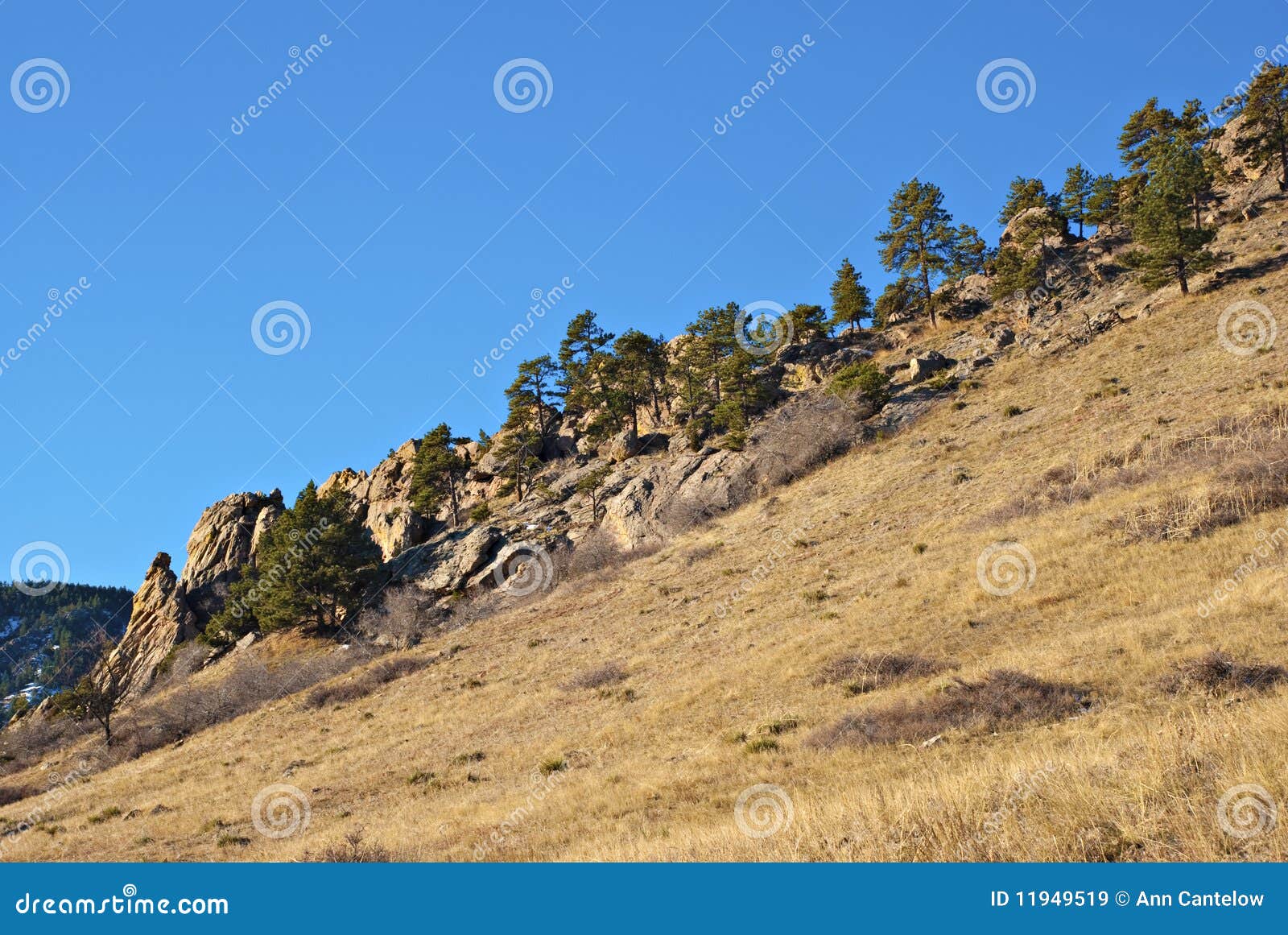Mountain Slope with Rocky Outcroppings Stock Image - Image of edge ...