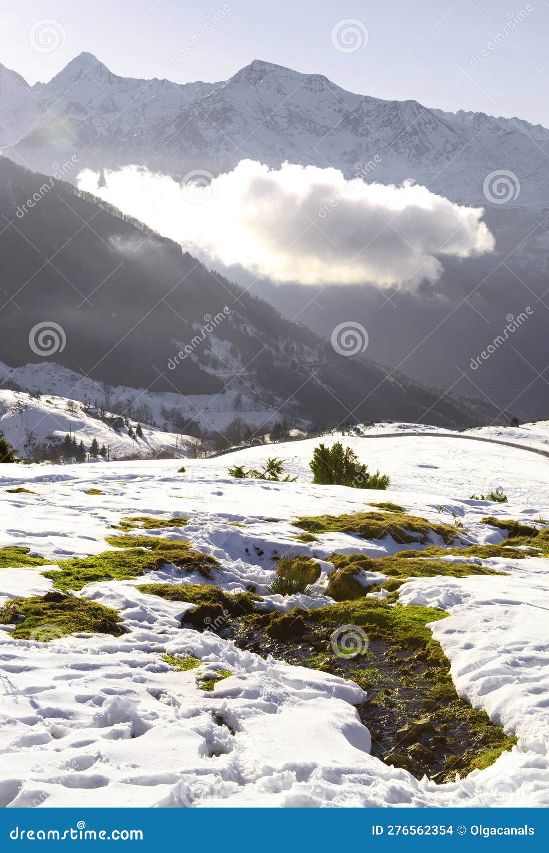 Mountain, Snow, Clouds and Water (Pyrenees) Stock Photo - Image of ...