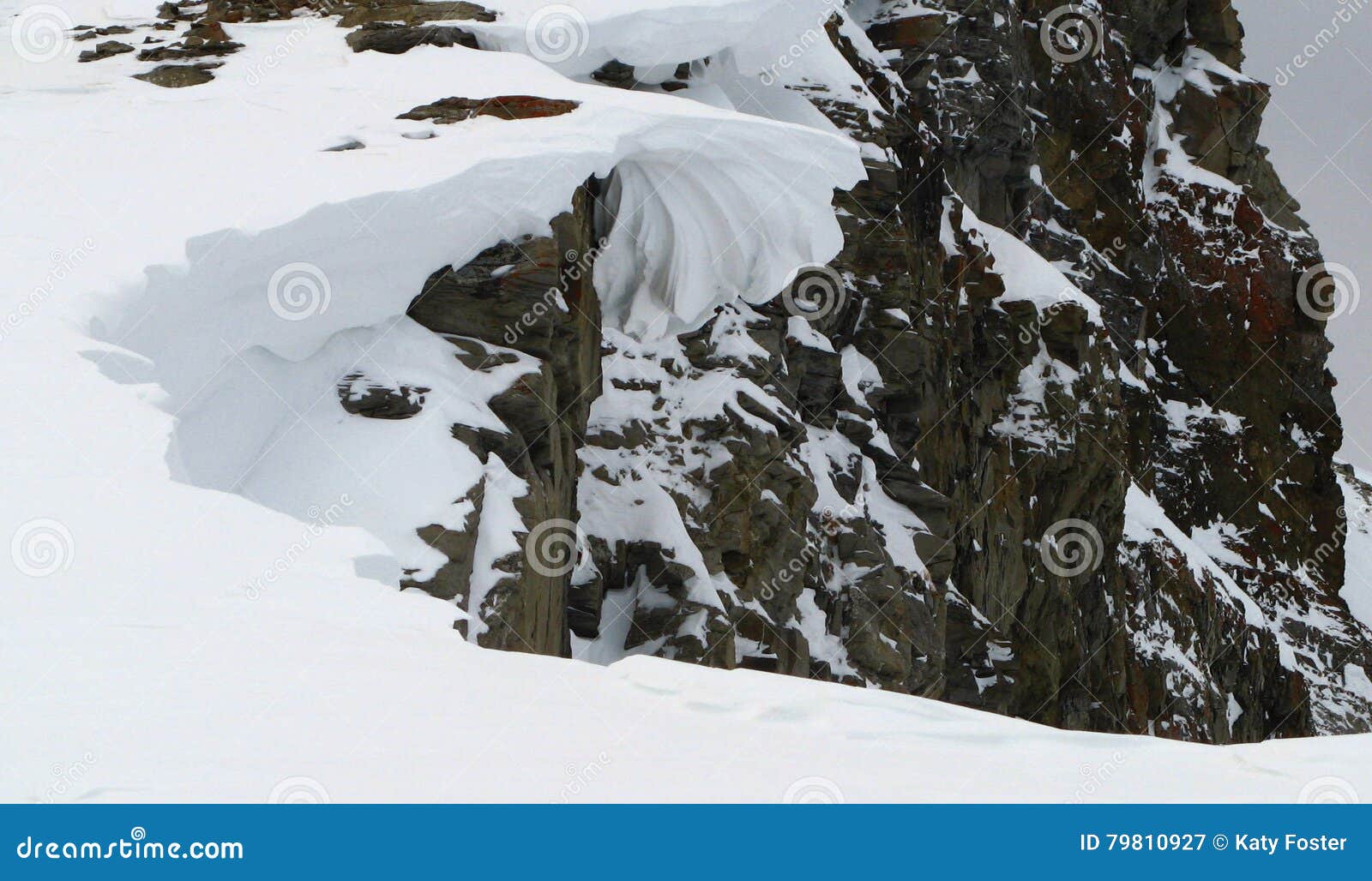 Mountain with Snow Cornice stock image. Image of landscape - 79810927