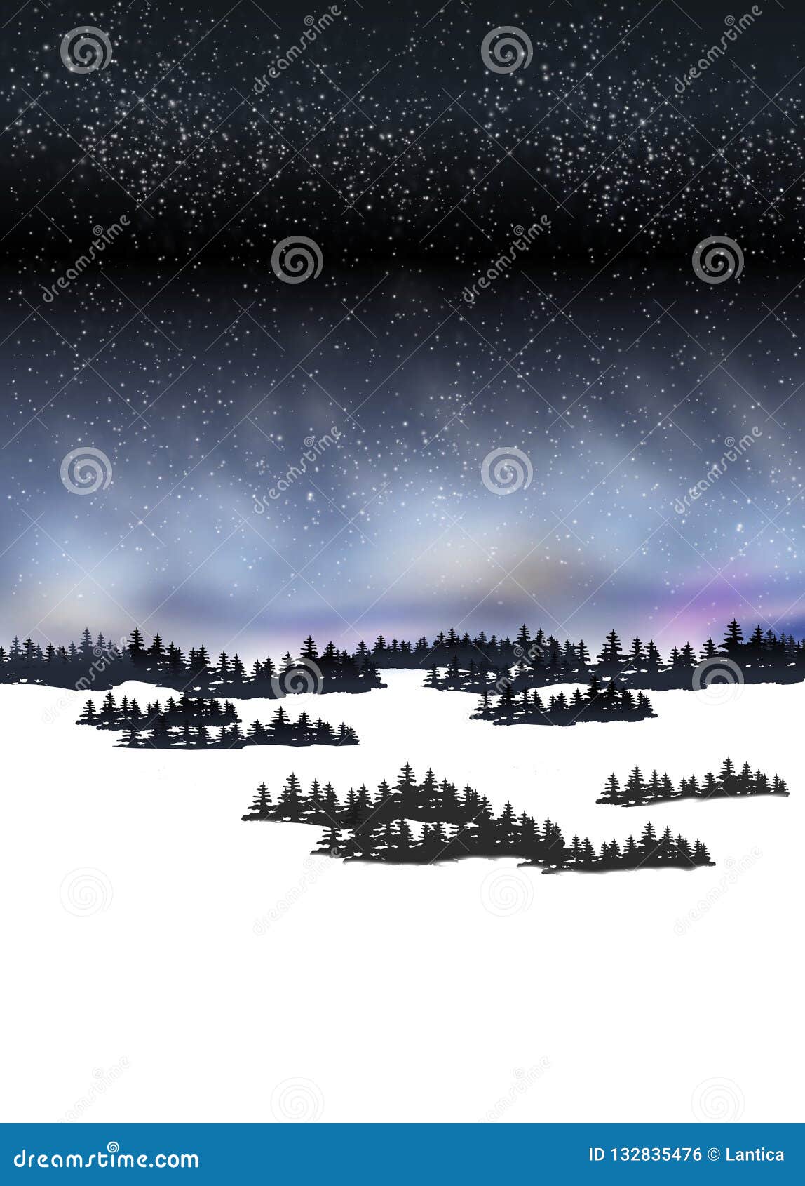 Mountain Snow Night Landscape with Nordic Shine Stock Vector ...