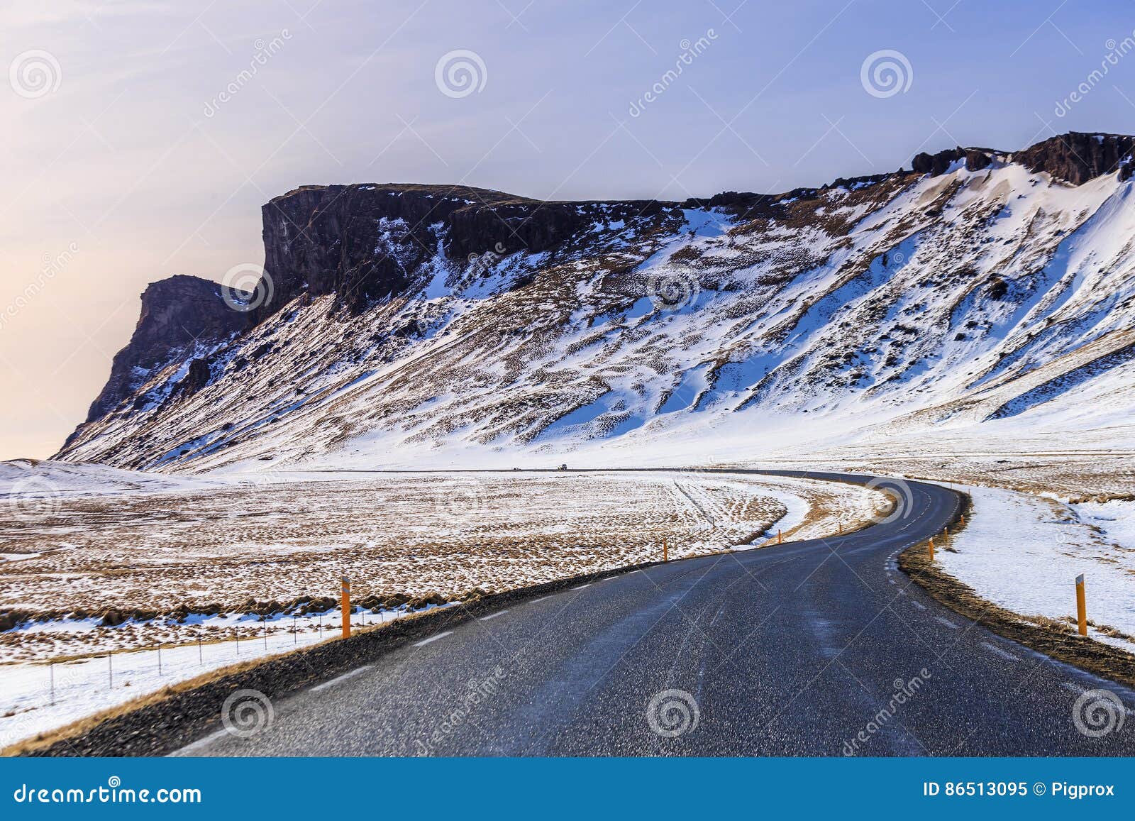 Mountain Snow and Road in Iceland. Stock Image - Image of highway ...