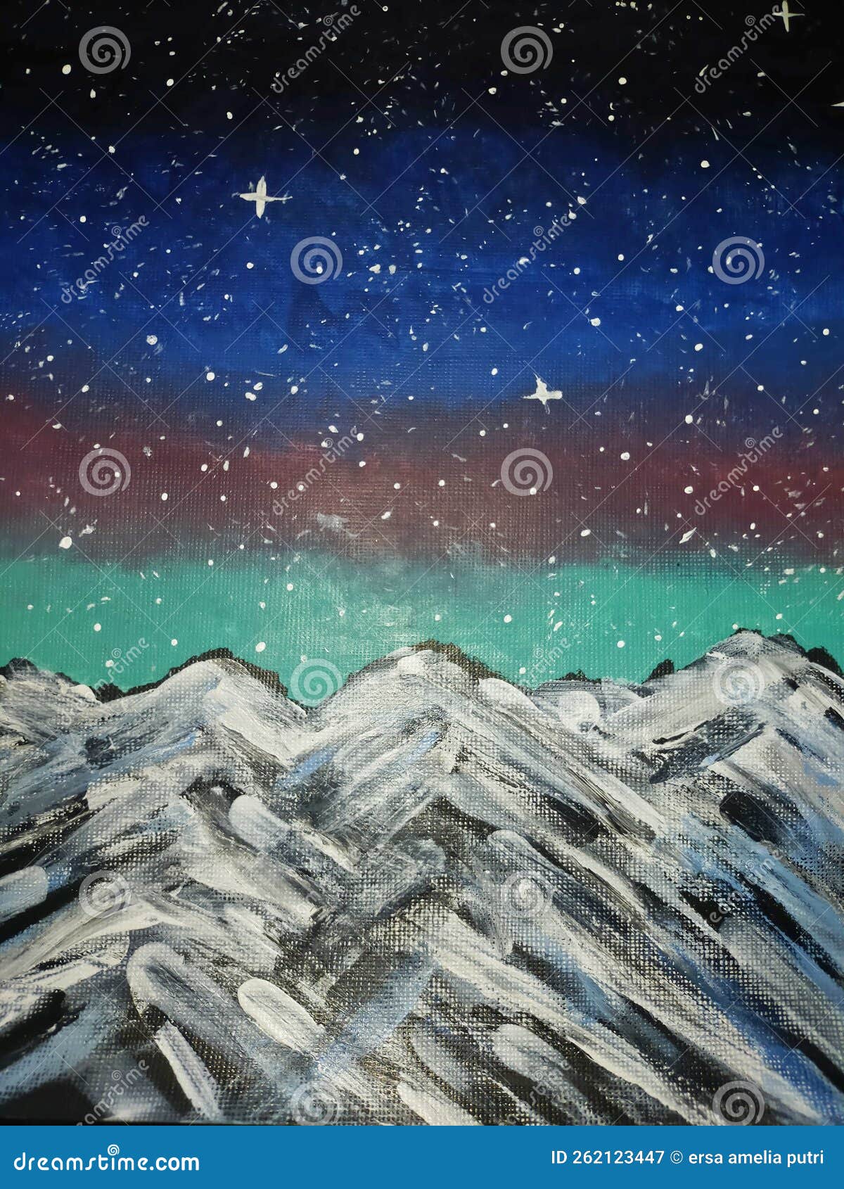 Mountain with Snow and Sky with the Star Stock Image - Image of ...