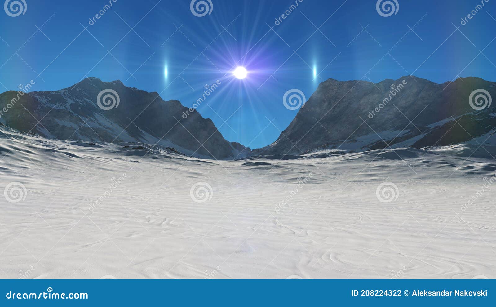 Mountain Snow Sun Ray Illustration Stock Illustration - Illustration of ...