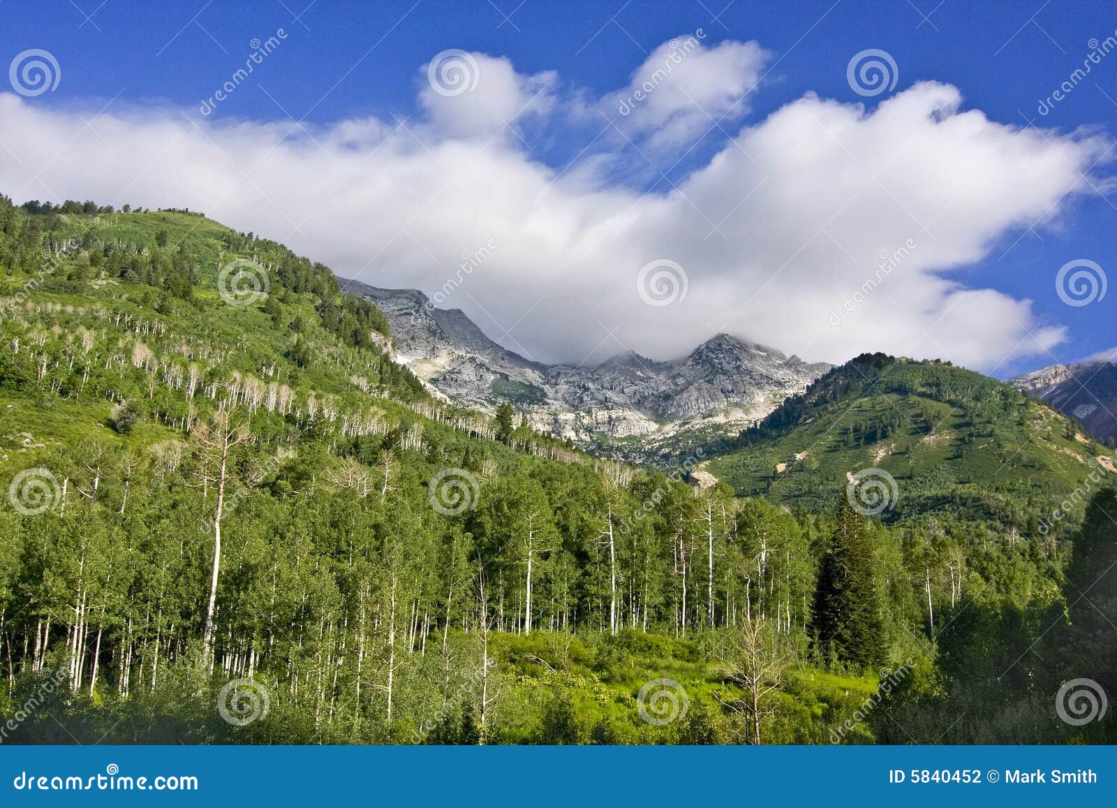 Mountain Spring stock photo. Image of snow, peaceful, clouds - 5840452