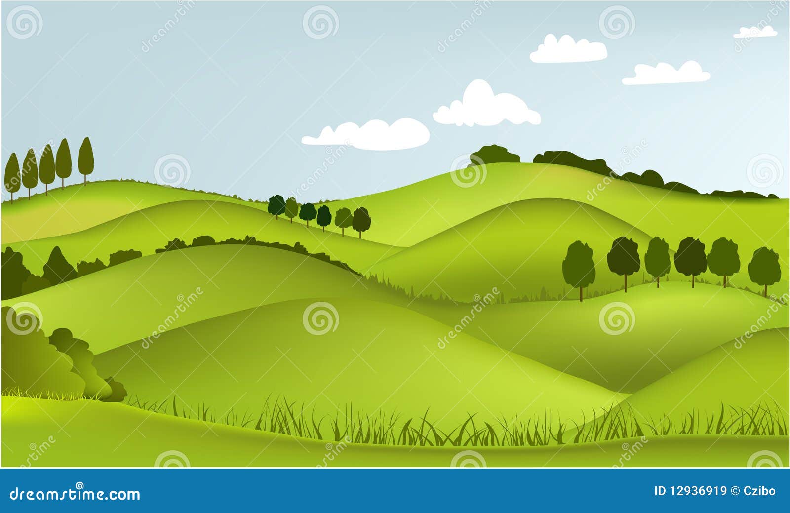 Mountain spring landscape stock vector. Illustration of spring - 12936919