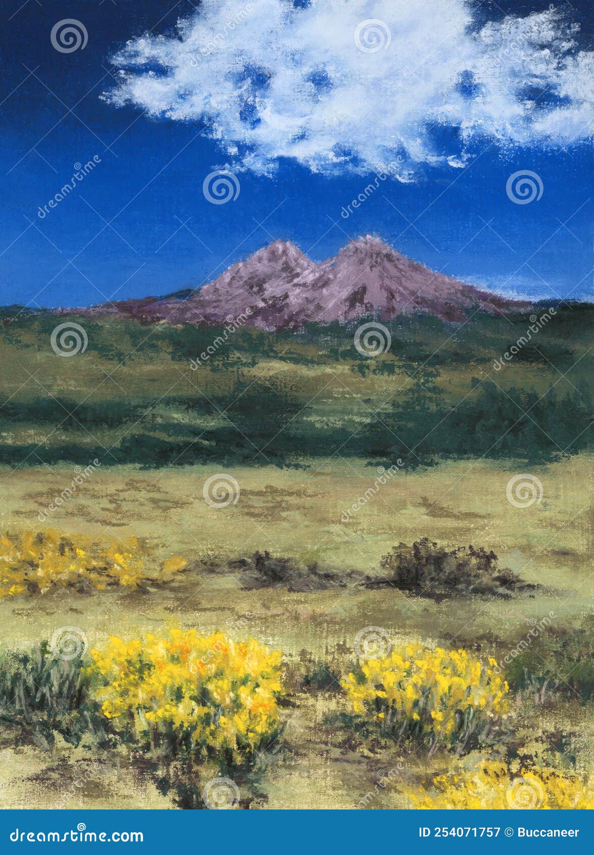 Mountain spring meadow stock illustration. Illustration of painting ...