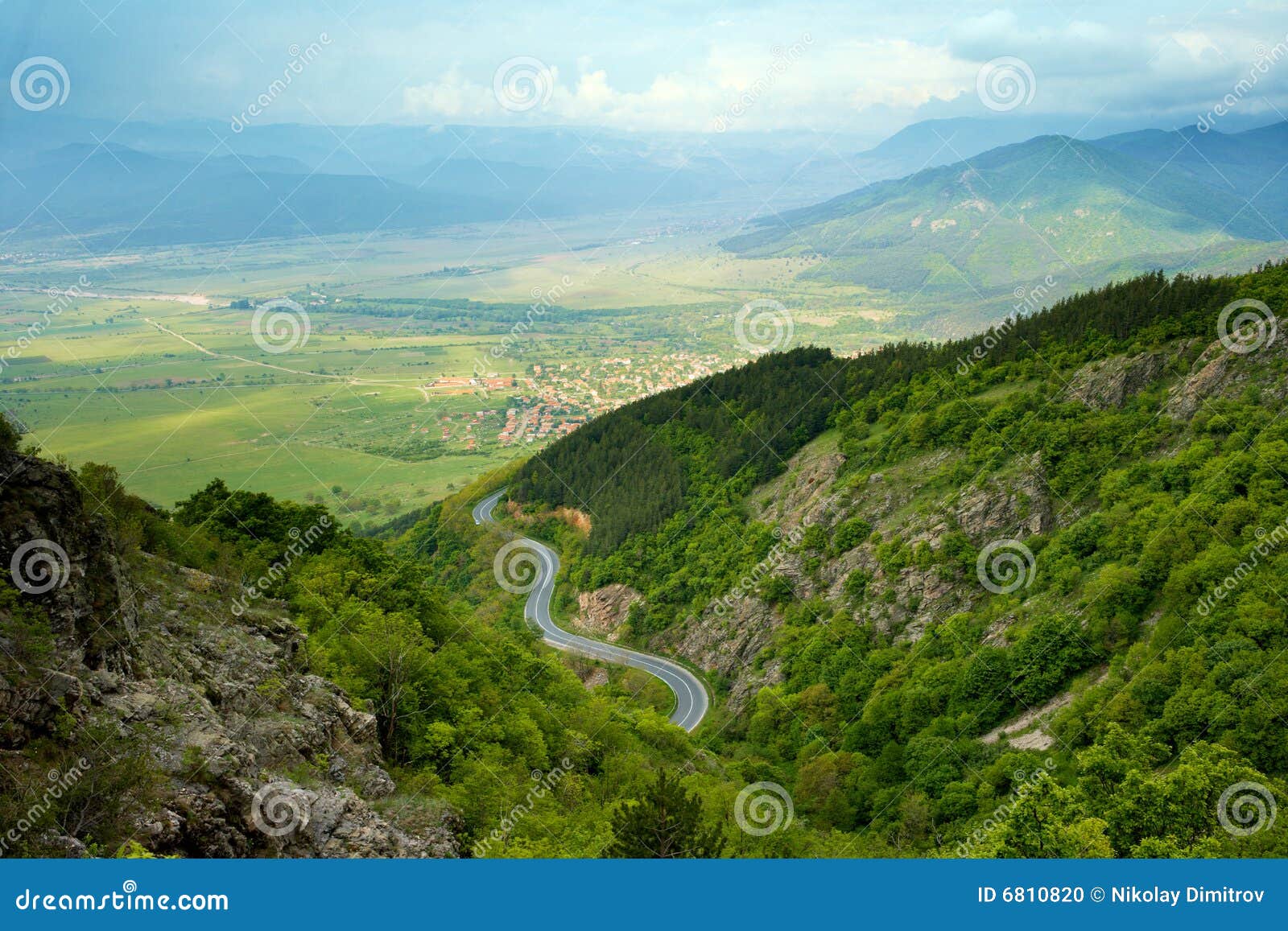 Mountain Spring View from Bulgaria Stock Photo - Image of road, wood ...