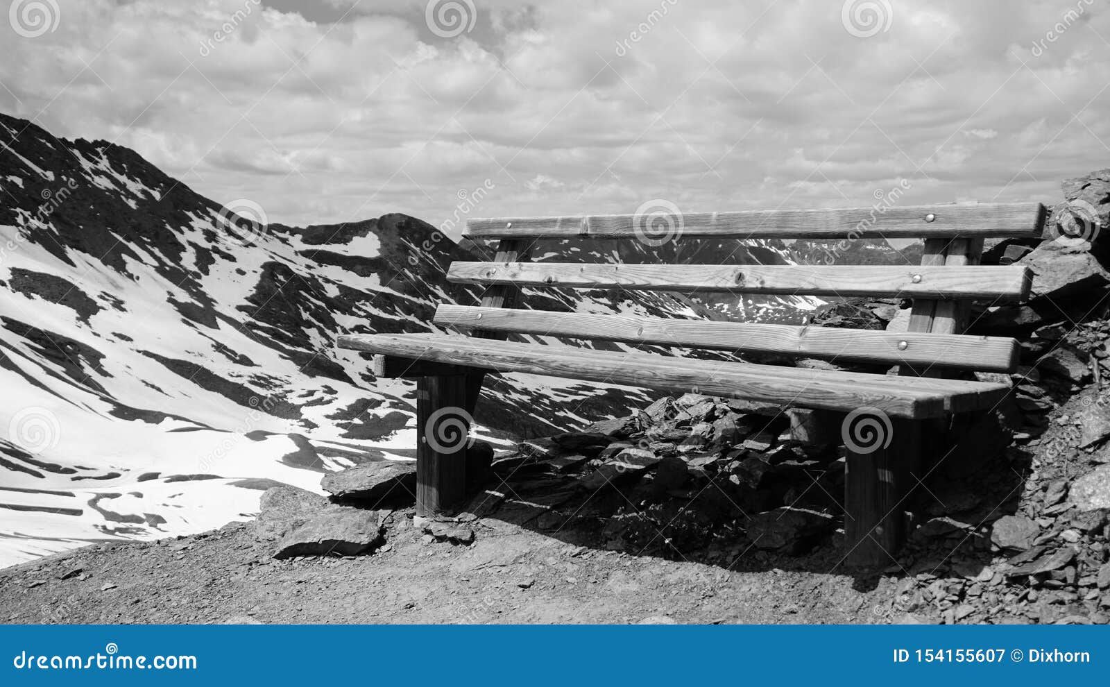 Mountain, Stelvio Pass, Bench, Black and White, Snow Stock Image ...