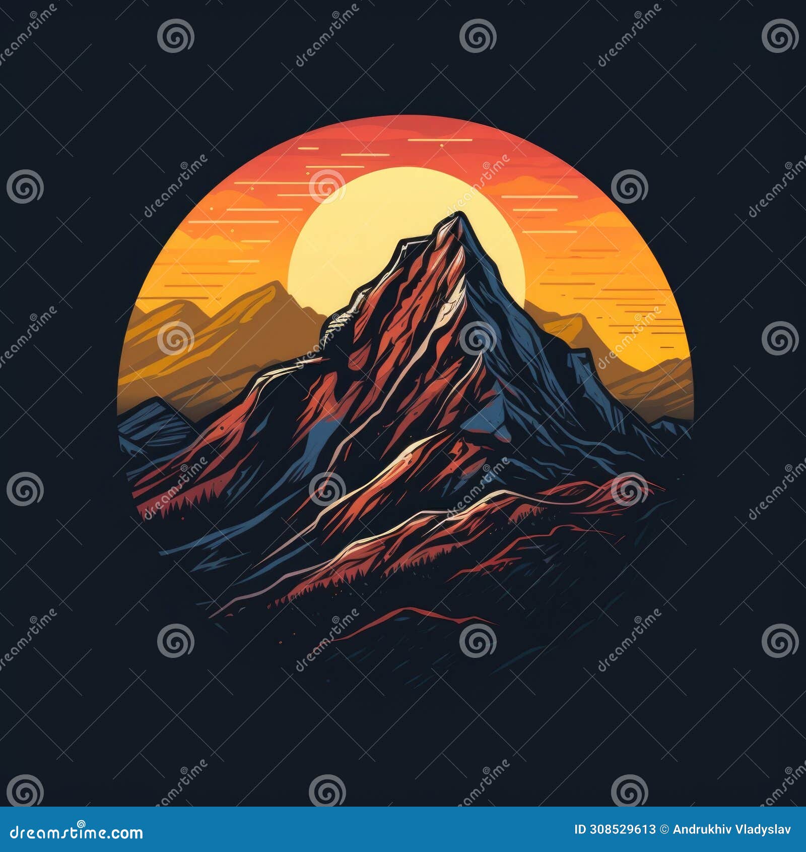 Mountain Sticker Logo Design Stock Illustration - Illustration of ...