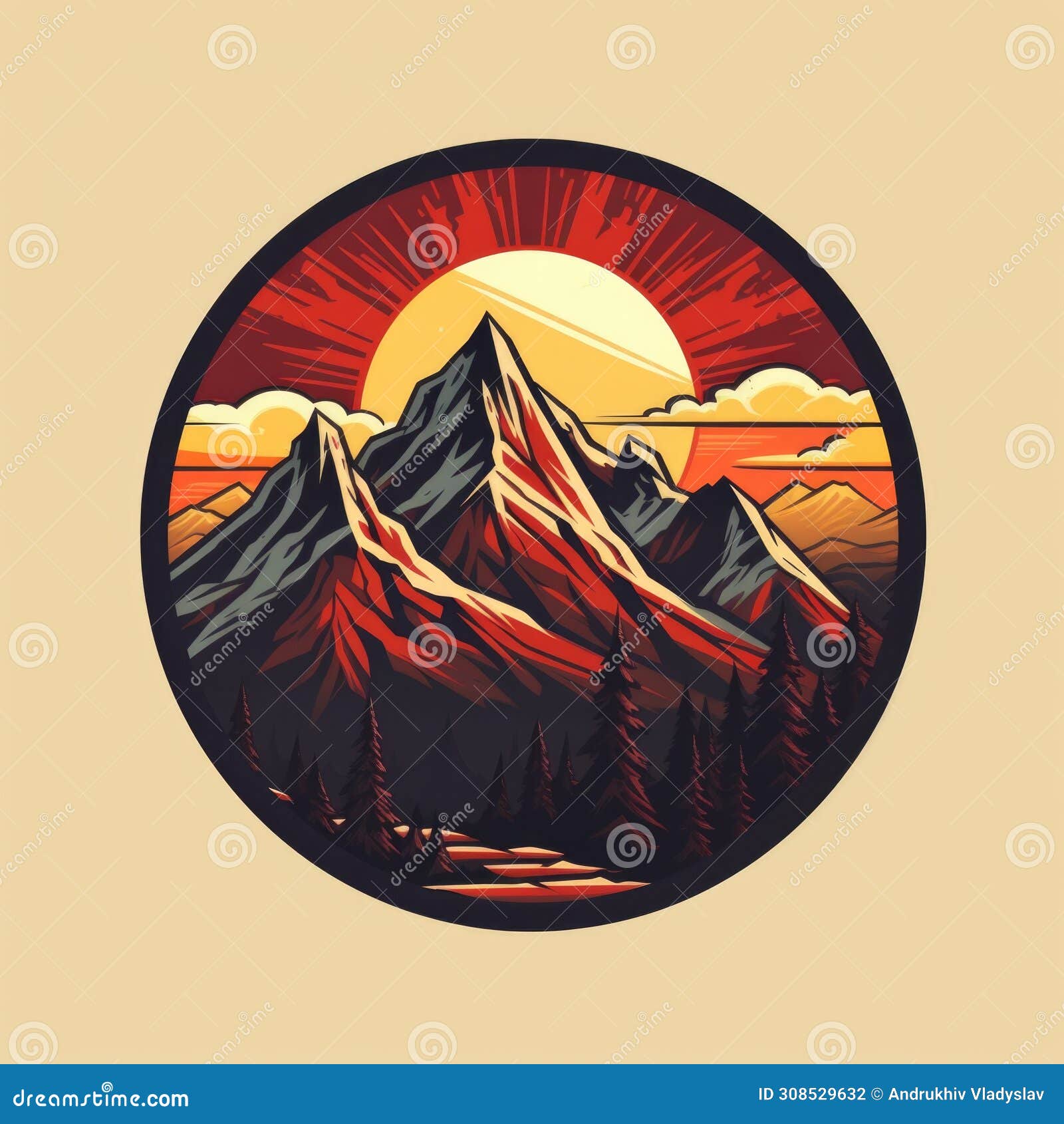 Mountain Sticker Logo Design Stock Illustration - Illustration of ...
