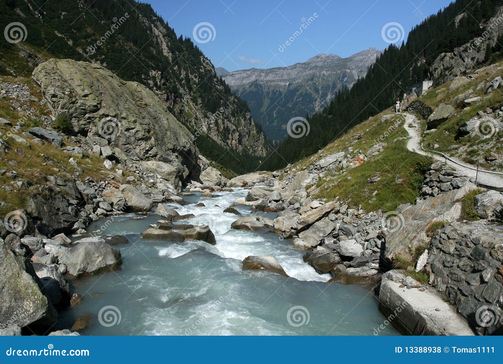 Mountain stream in Alps stock photo. Image of farm, active - 13388938