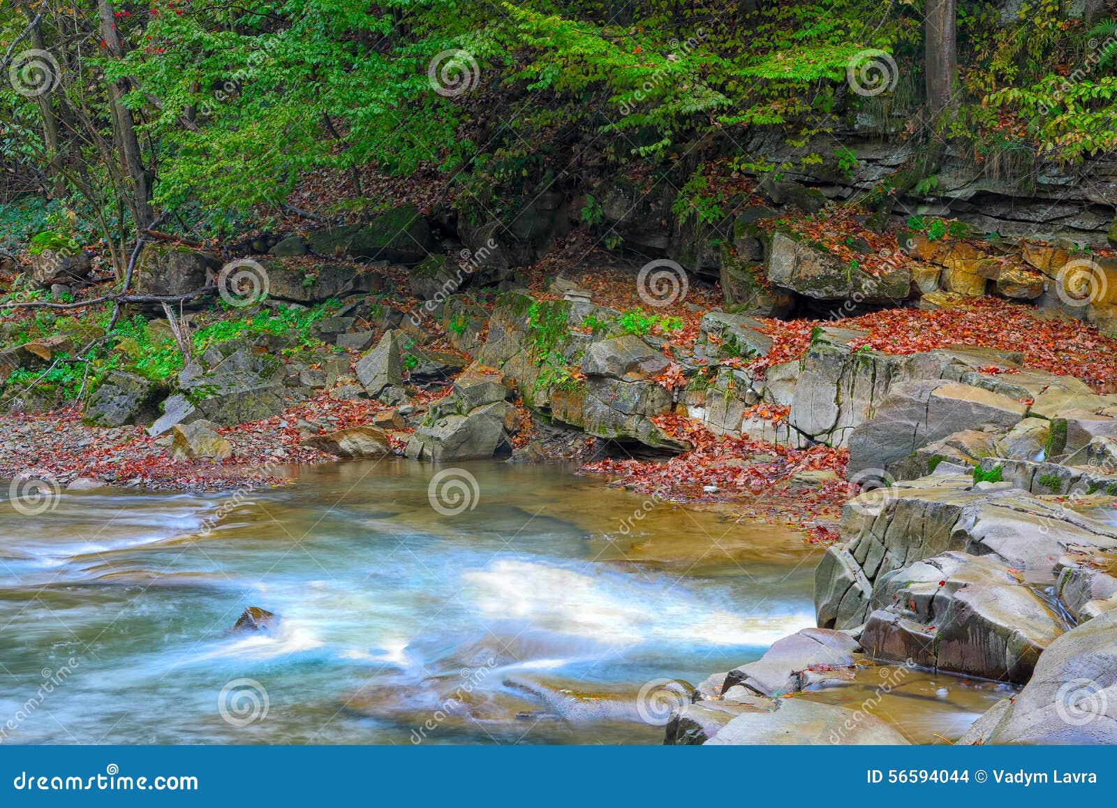 Mountain stream in autumn stock photo. Image of river - 56594044