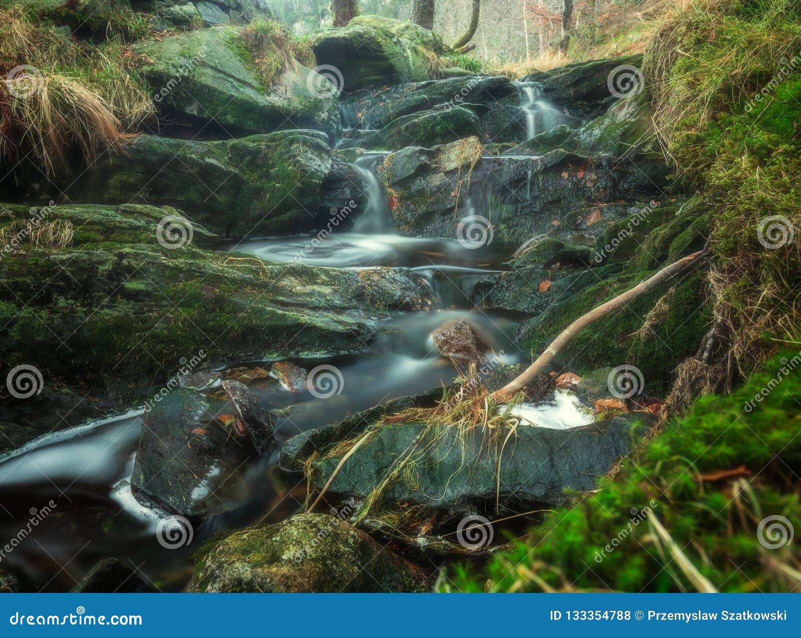 Mountain Stream Cascadind Down the Rocks Stock Photo - Image of ...