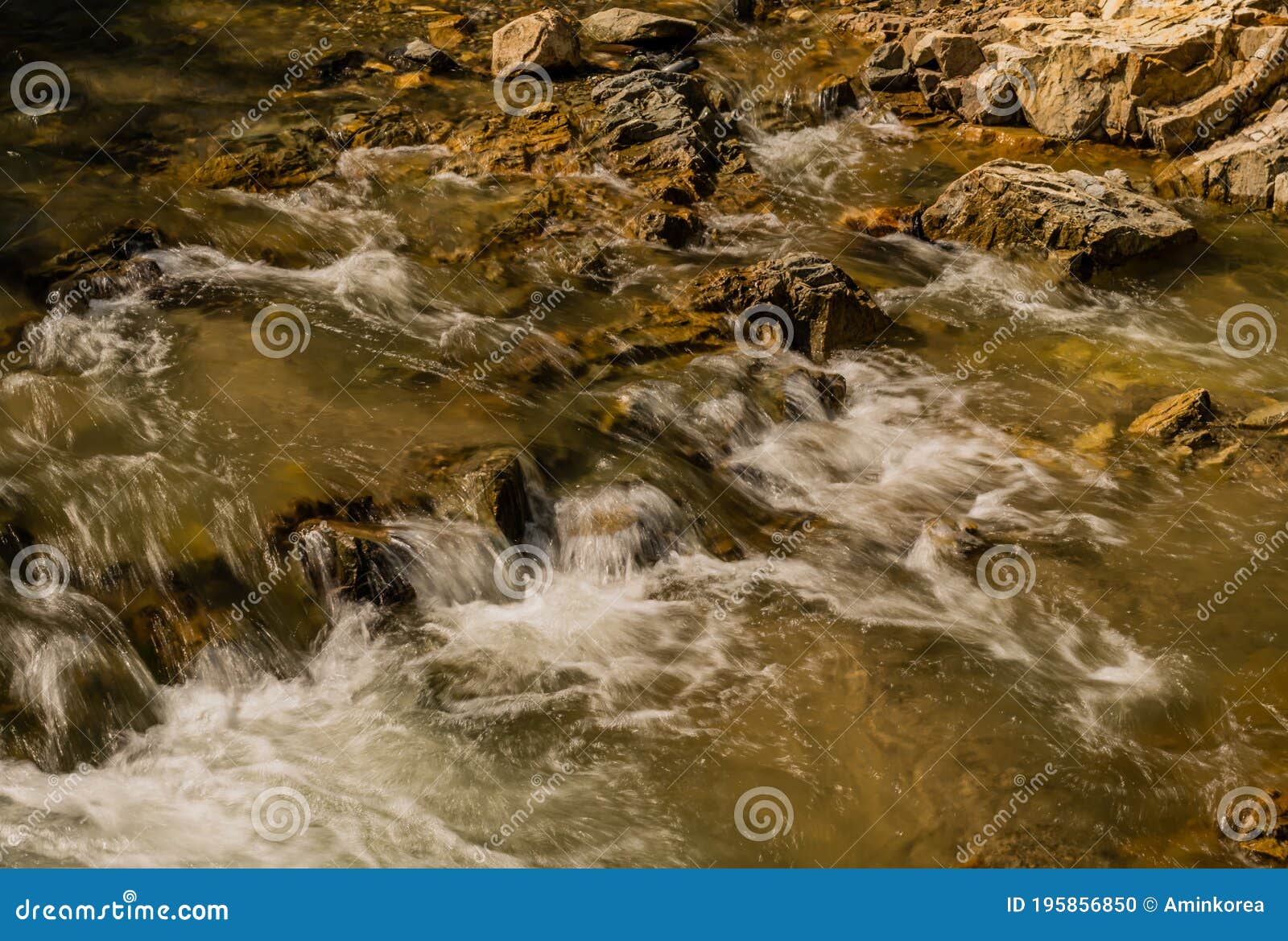 Mountain Stream Cascading Over Rocks and Boulders Stock Photo - Image ...