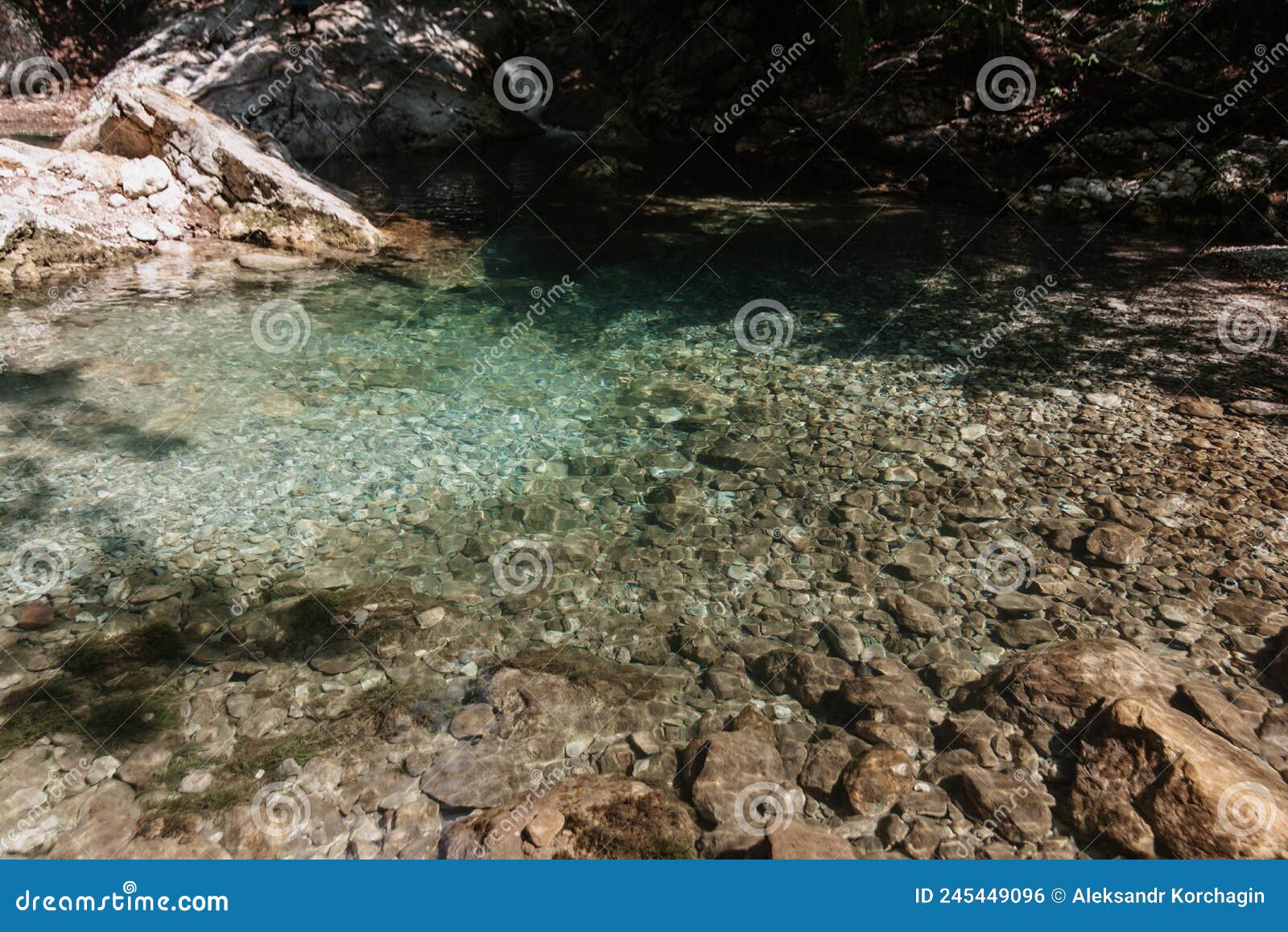 Mountain Stream with Clear Water among Rocks in Forest Stock Photo ...