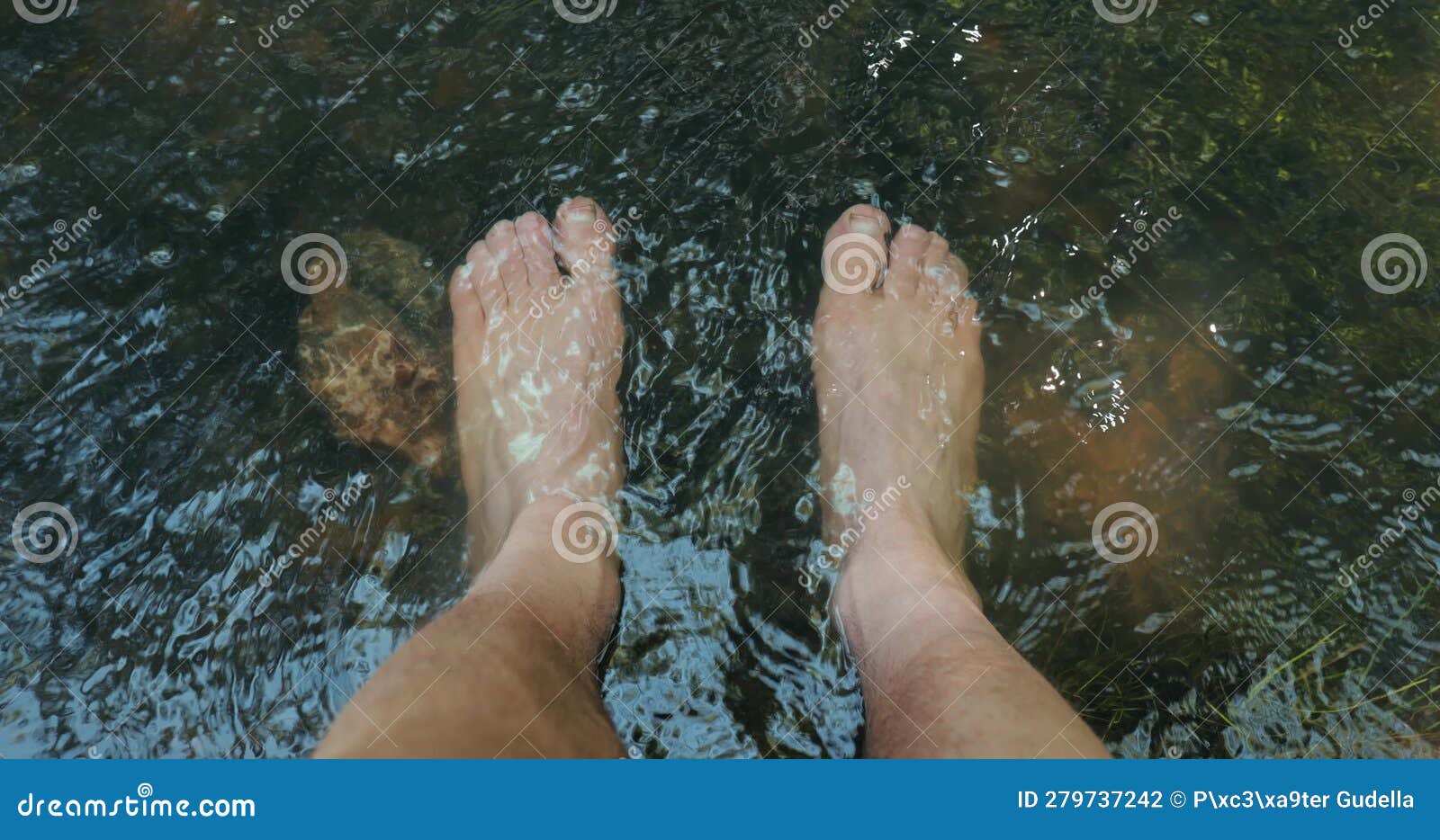 Mountain Stream with Feet in is Stock Footage - Video of brook, bare ...