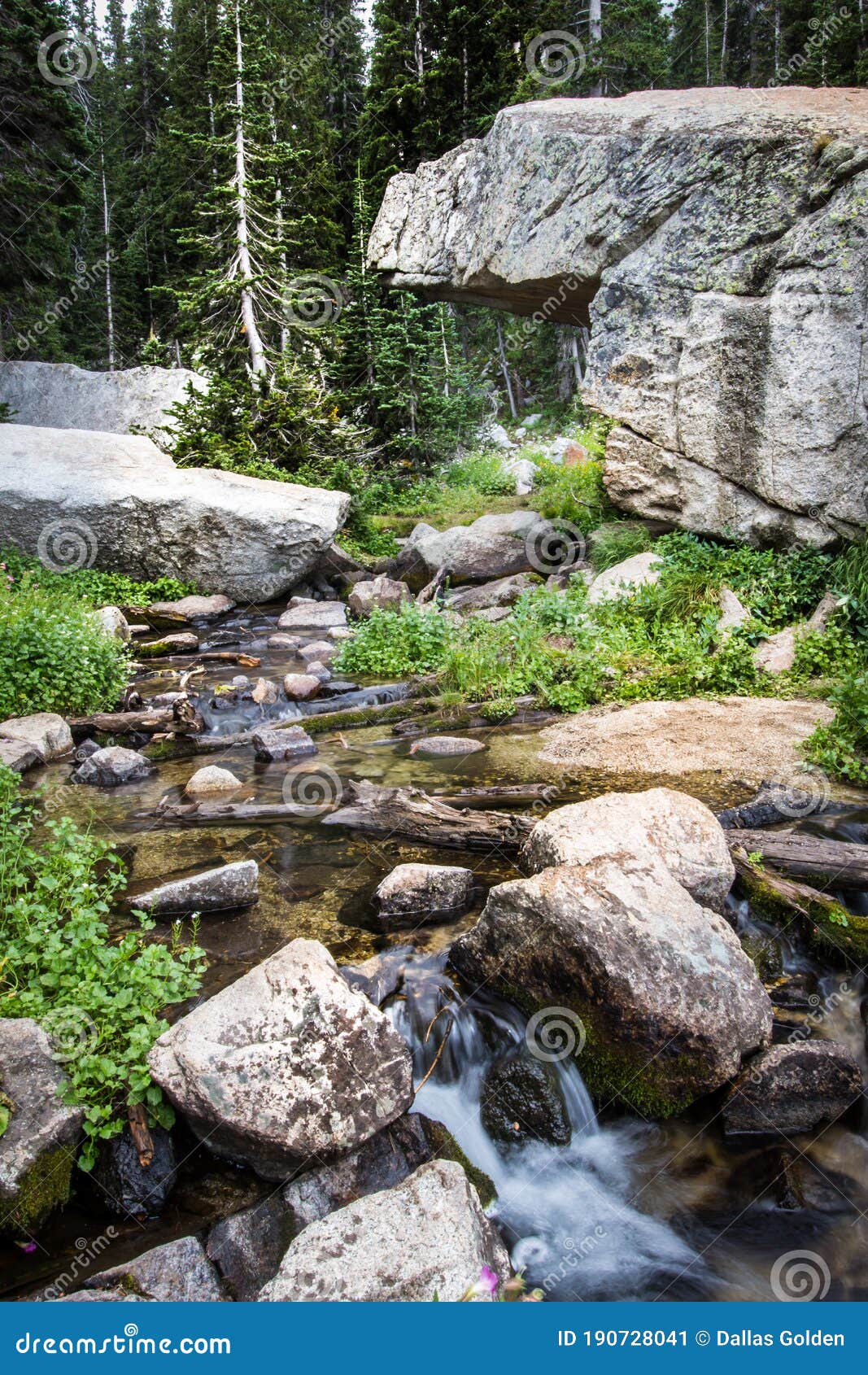 Stream Flowing Around Rocks in the Mountains Stock Image - Image of ...
