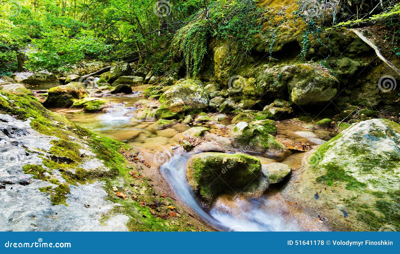 The Stream Flows For Two Minutes. The Waterfalls In The Stream Flow ...
