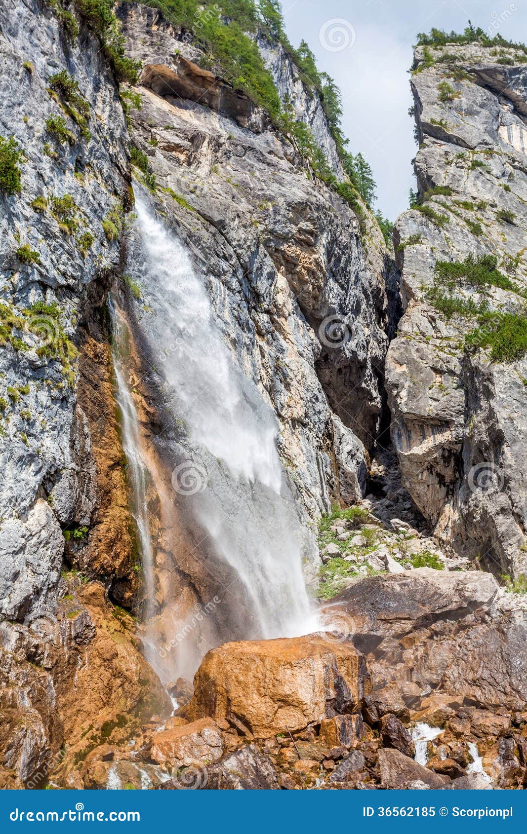 Mountain Stream Forms a Waterfall Stock Image - Image of fresh, outdoor ...