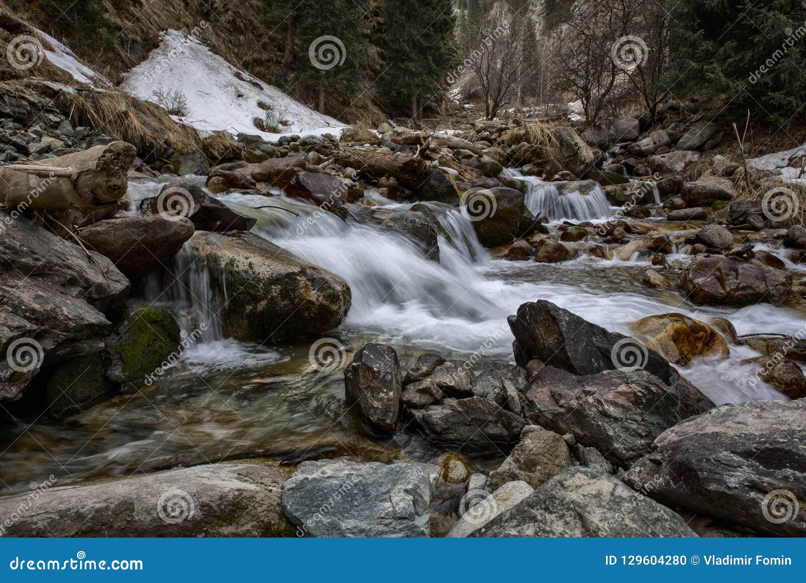 Mountain stream. stock photo. Image of forest, autumn - 129604280