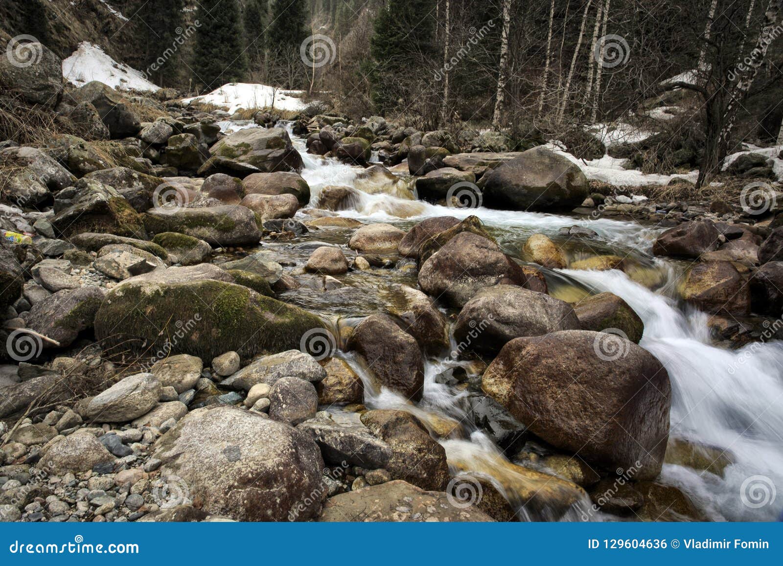 Mountain stream. stock photo. Image of background, river - 129604636