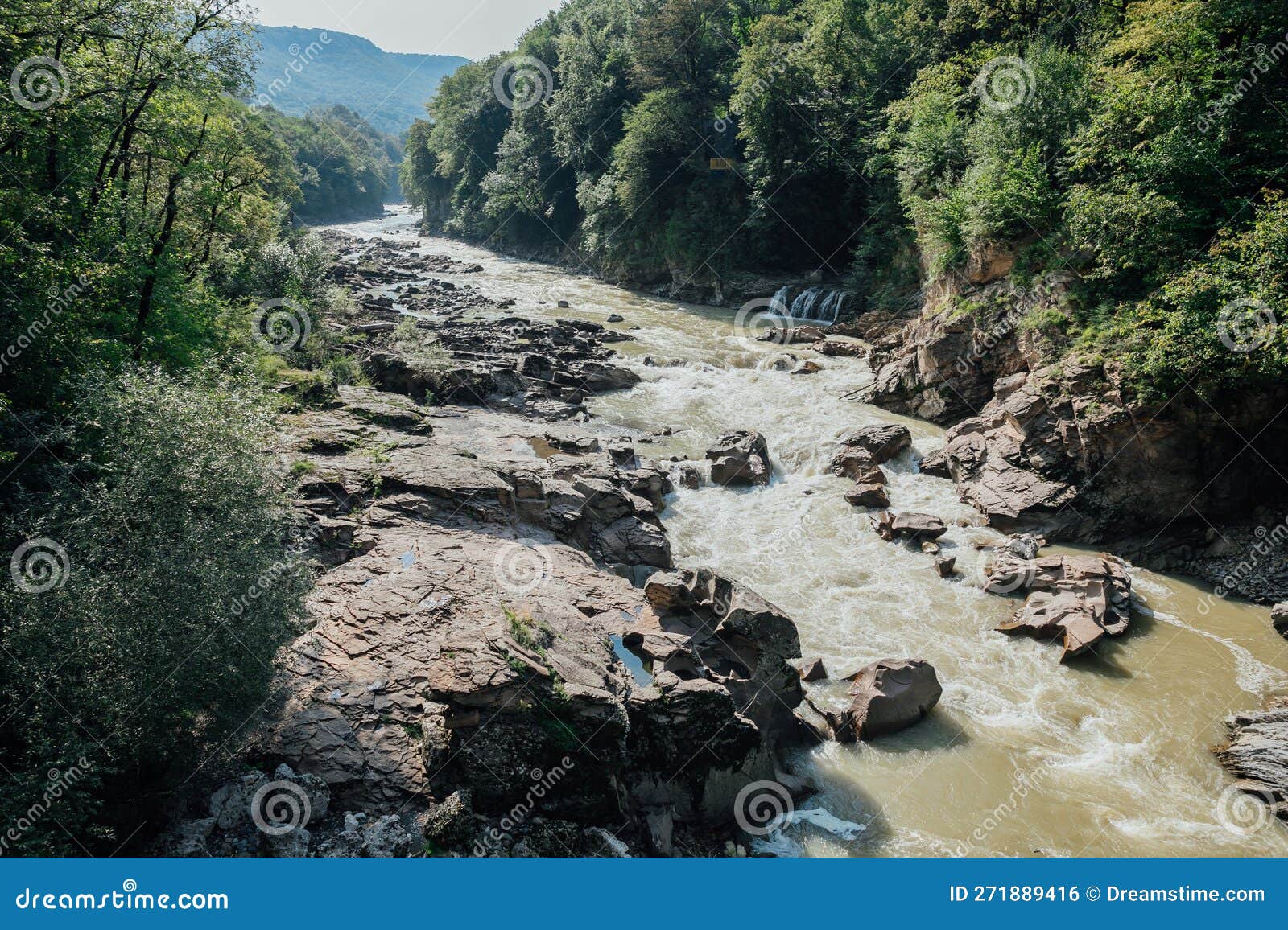 Mountain Stream among the Rocks in the Forest in Nature Journey Hiking ...