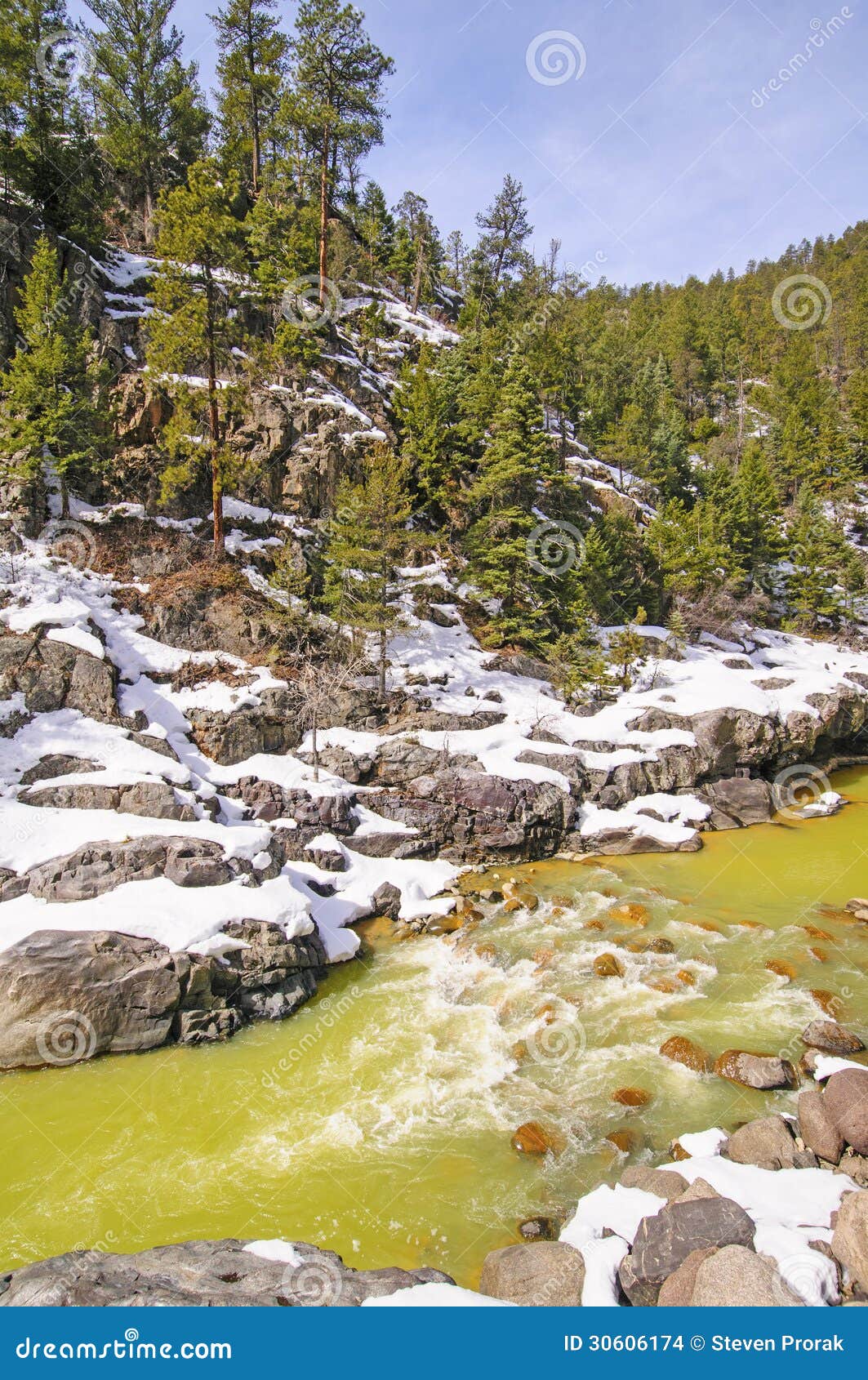 Mountain Stream in Spring Snow Stock Photo - Image of colorado, outdoor ...