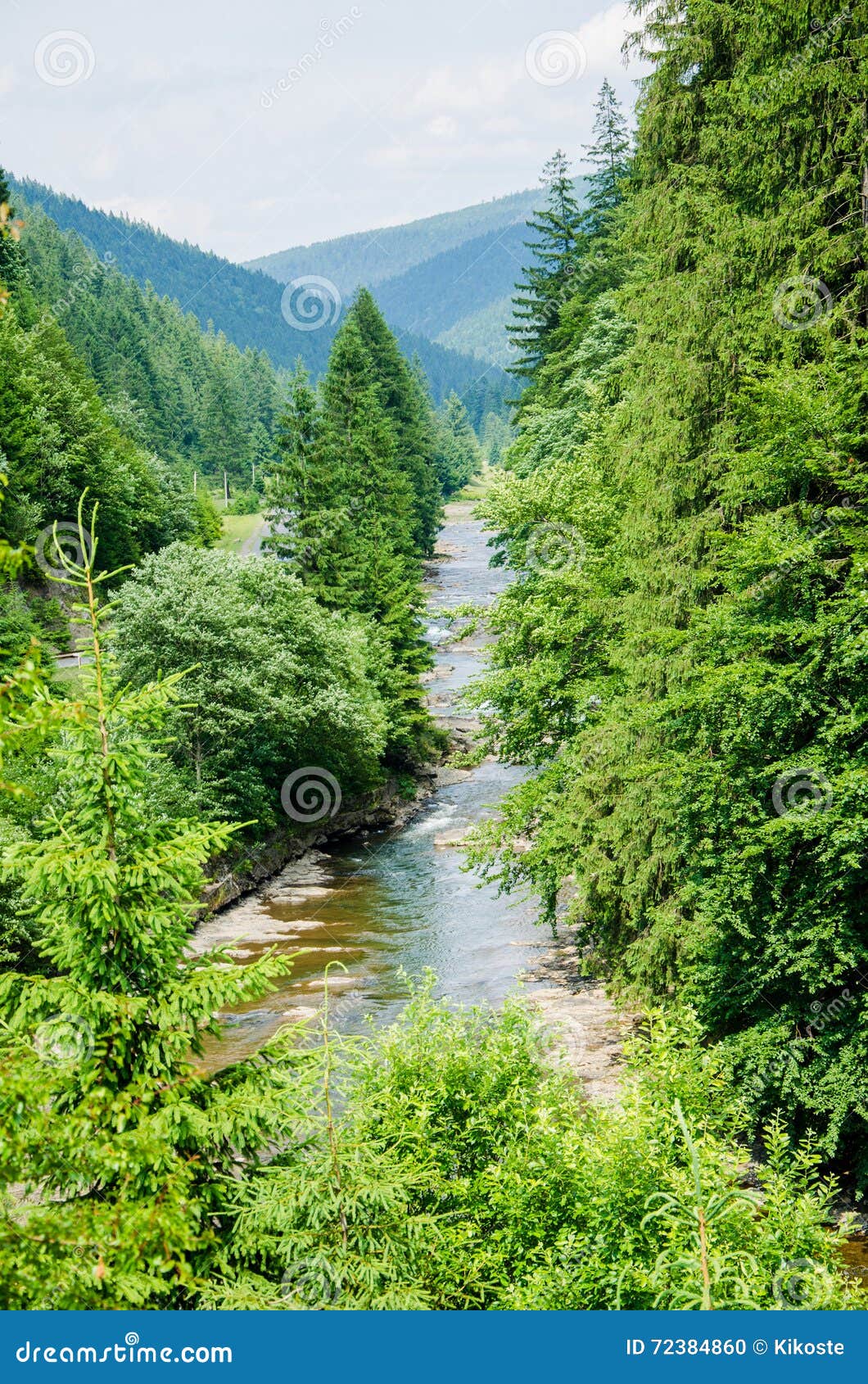 Mountain Stream in Summer Weather Stock Photo - Image of cloudscape ...