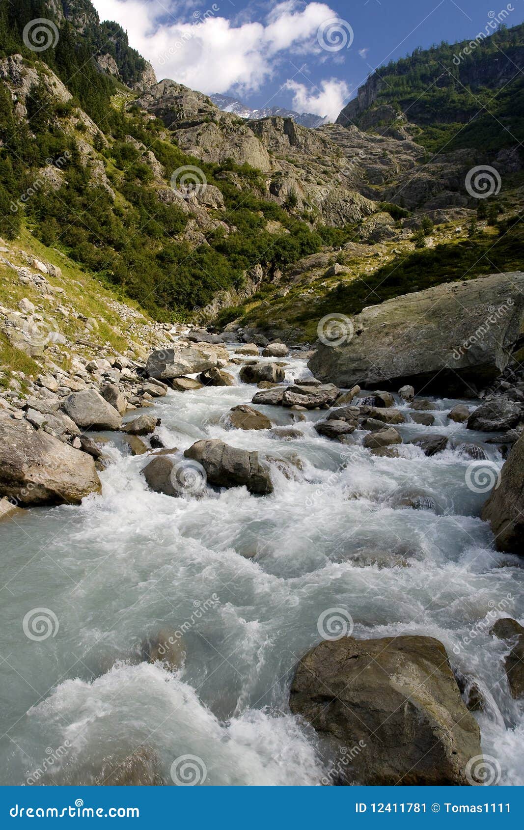 Mountain Stream in the Swiss Alps Stock Image - Image of altitude, hike ...