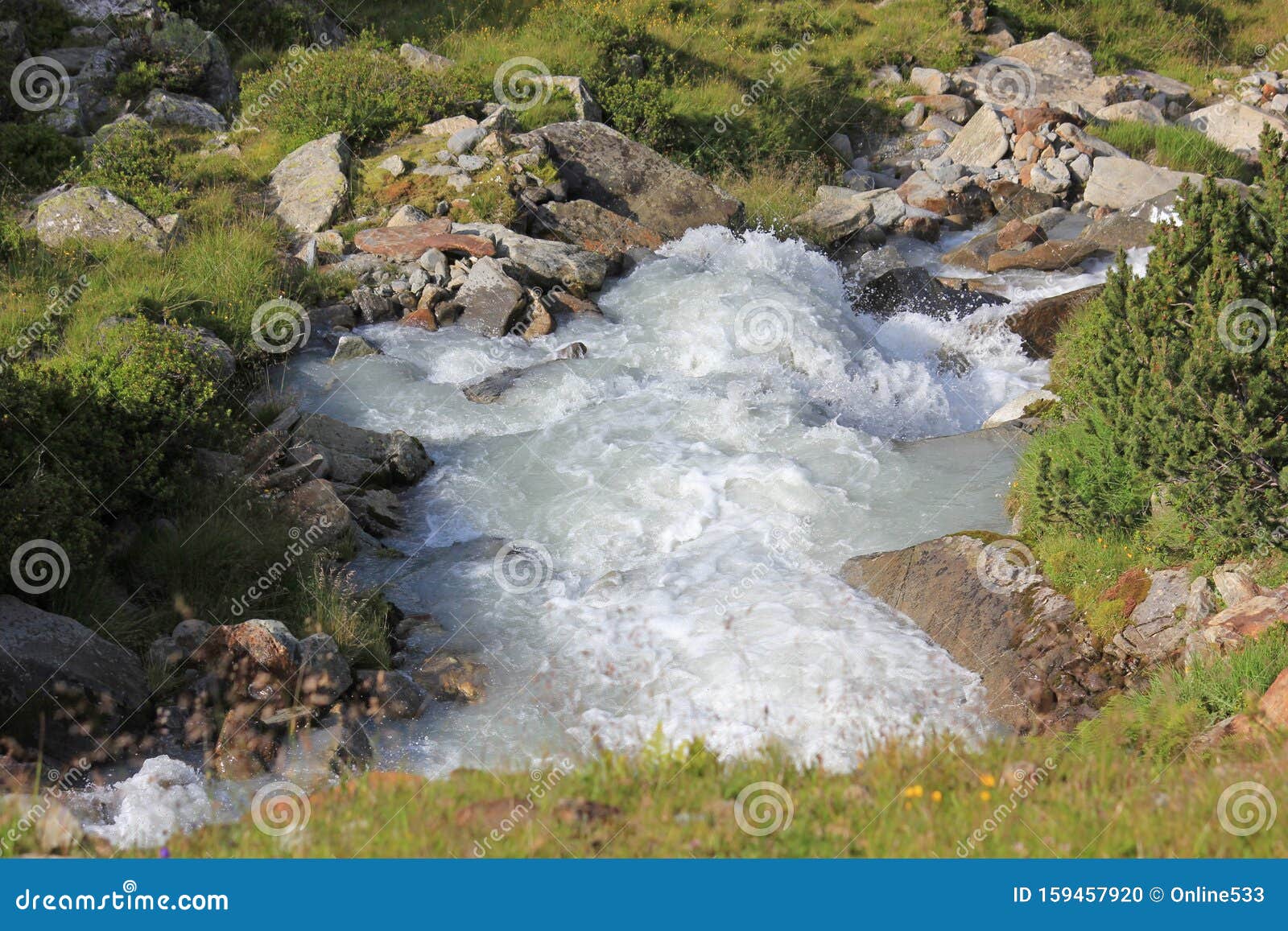 Mountain Stream in the Swiss Alps Stock Photo - Image of river ...