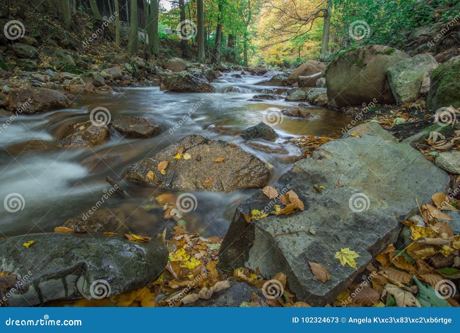 Mountain Stream with Waterfall Stock Image - Image of nature, smoky ...