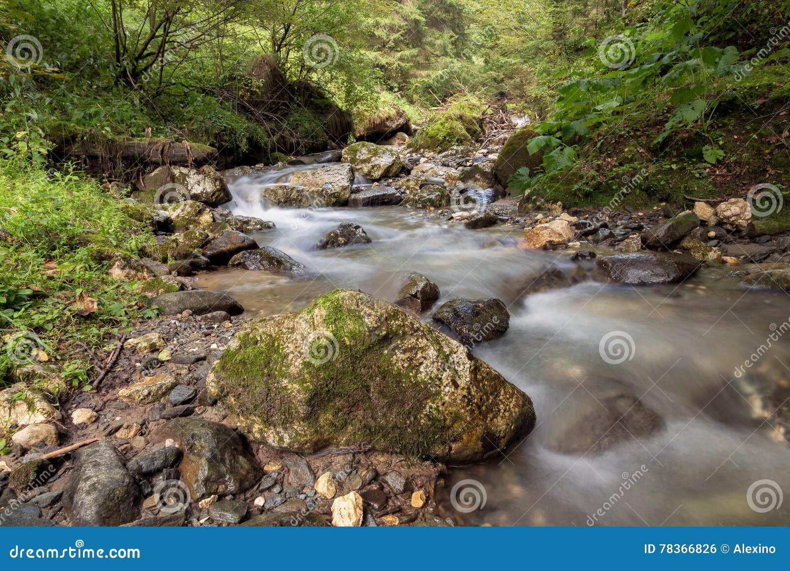 Mountain stream waterfall stock photo. Image of mountain - 78366826