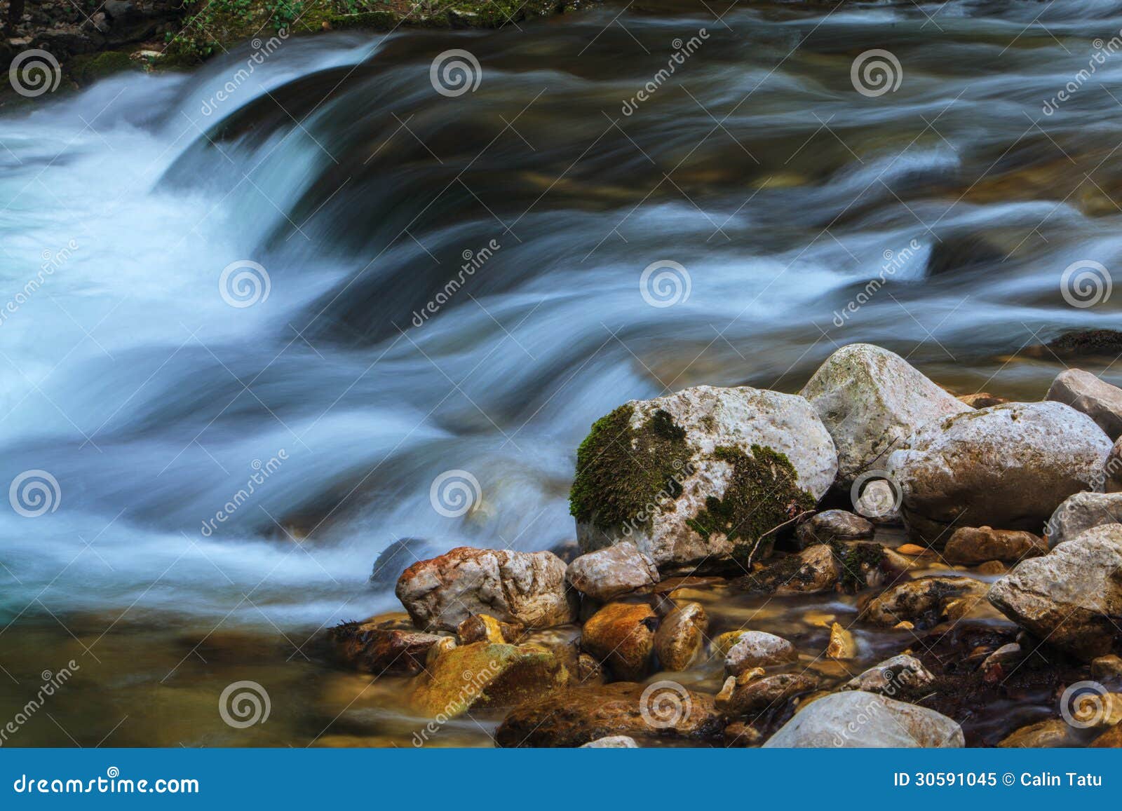 Mountain Stream and Waterfalls in the Forest in Spring Stock Image ...