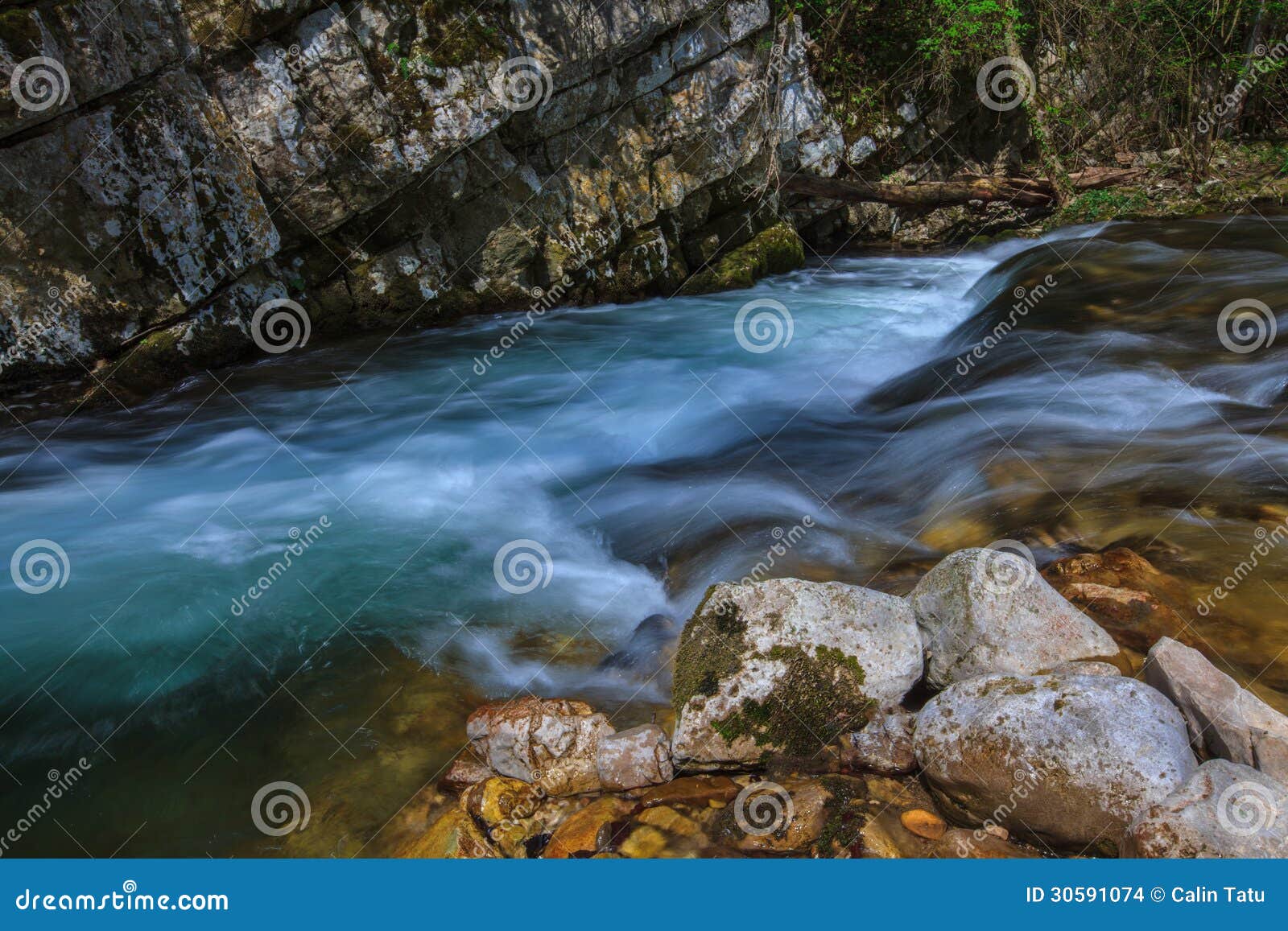 Mountain Stream and Waterfalls in the Forest in Spring Stock Photo ...