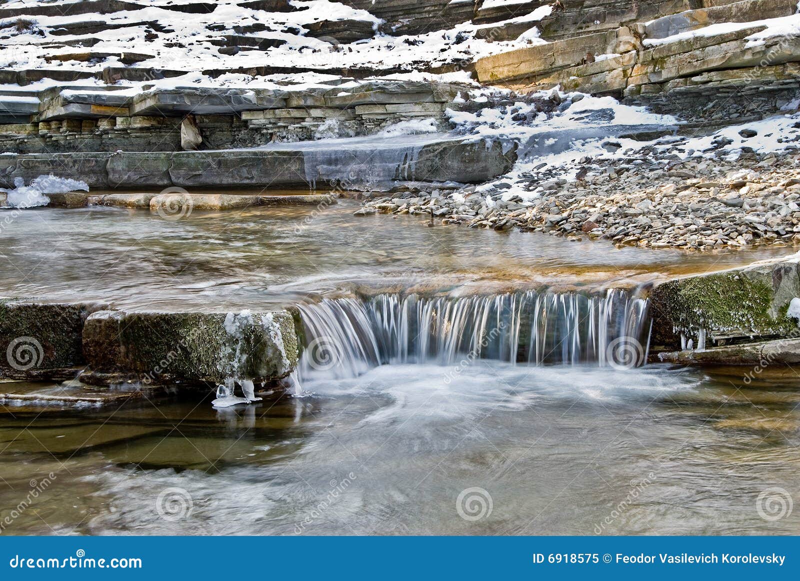 Mountain Stream in the Winter. Stock Image - Image of cold, frost: 6918575