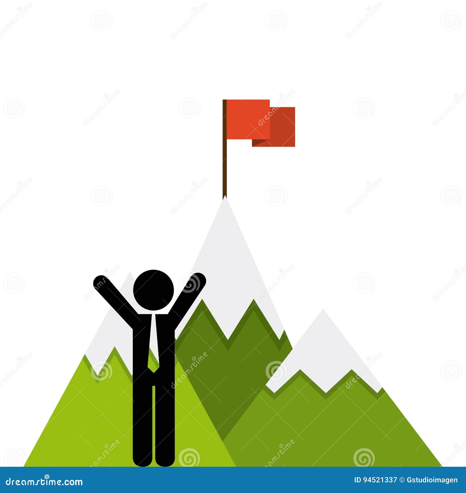 Mountain success flag icon stock vector. Illustration of improvement ...