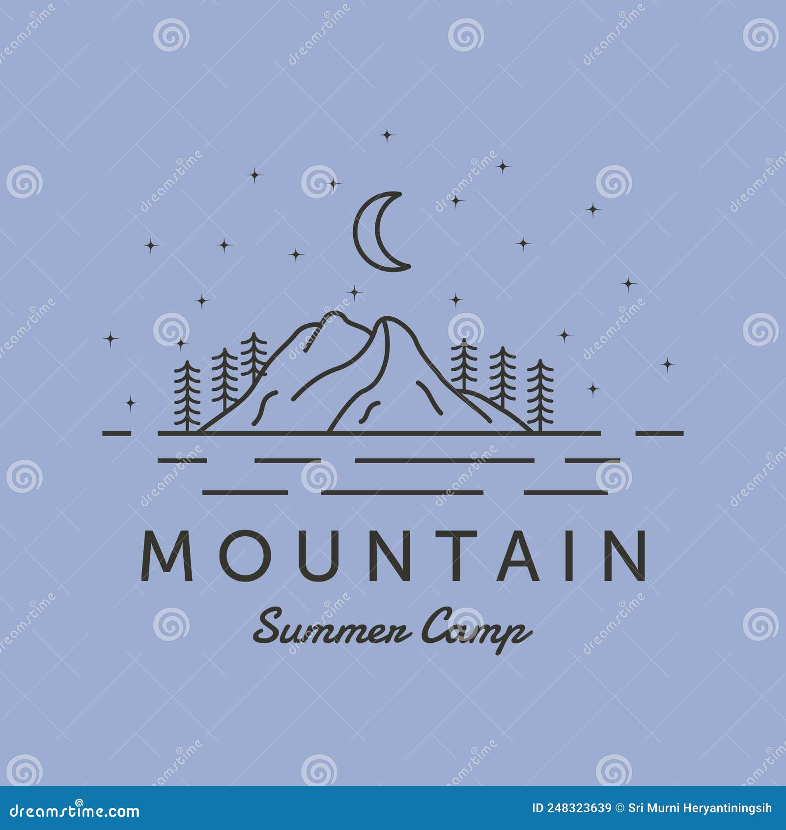 Mountain Summer Camp Line Art Logo Vector Symbol Illustration Design ...