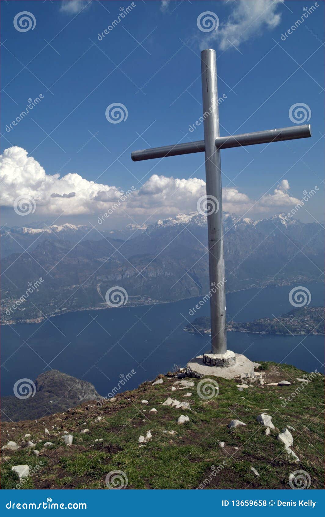 Mountain Summit Cross with Lake View, Italy Stock Photo - Image of ...