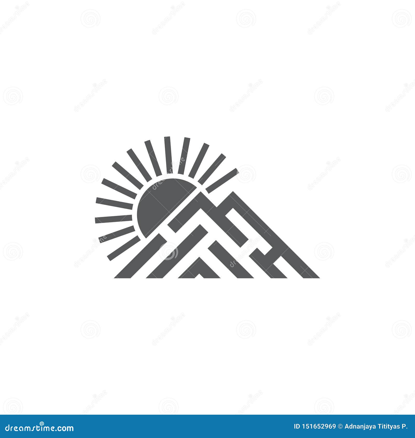 Mountain Sun Simple Triangle Stripes Geometric Logo Vector Stock Vector ...