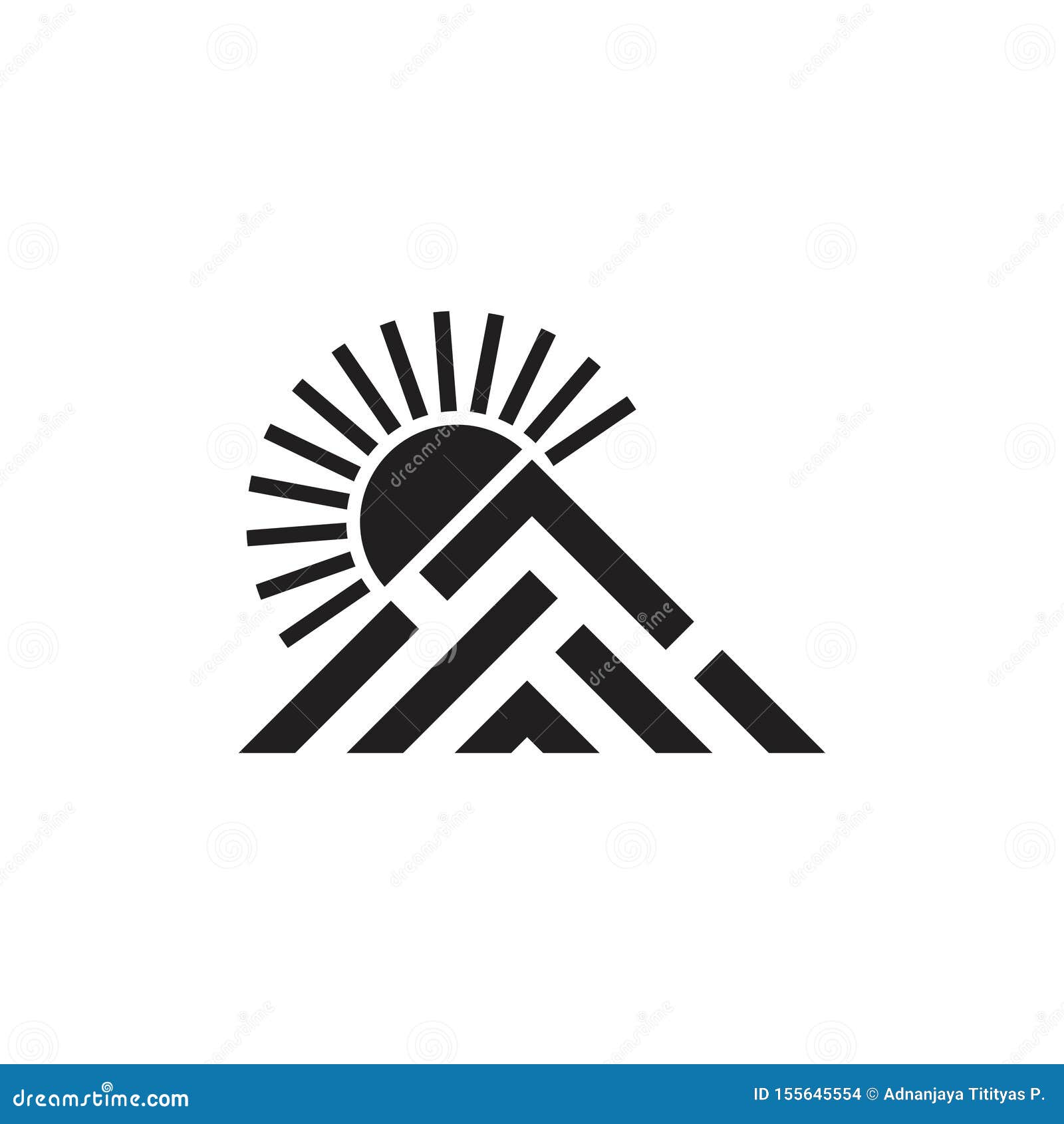 Mountain Sun Simple Triangle Stripes Geometric Logo Vector Stock Vector ...