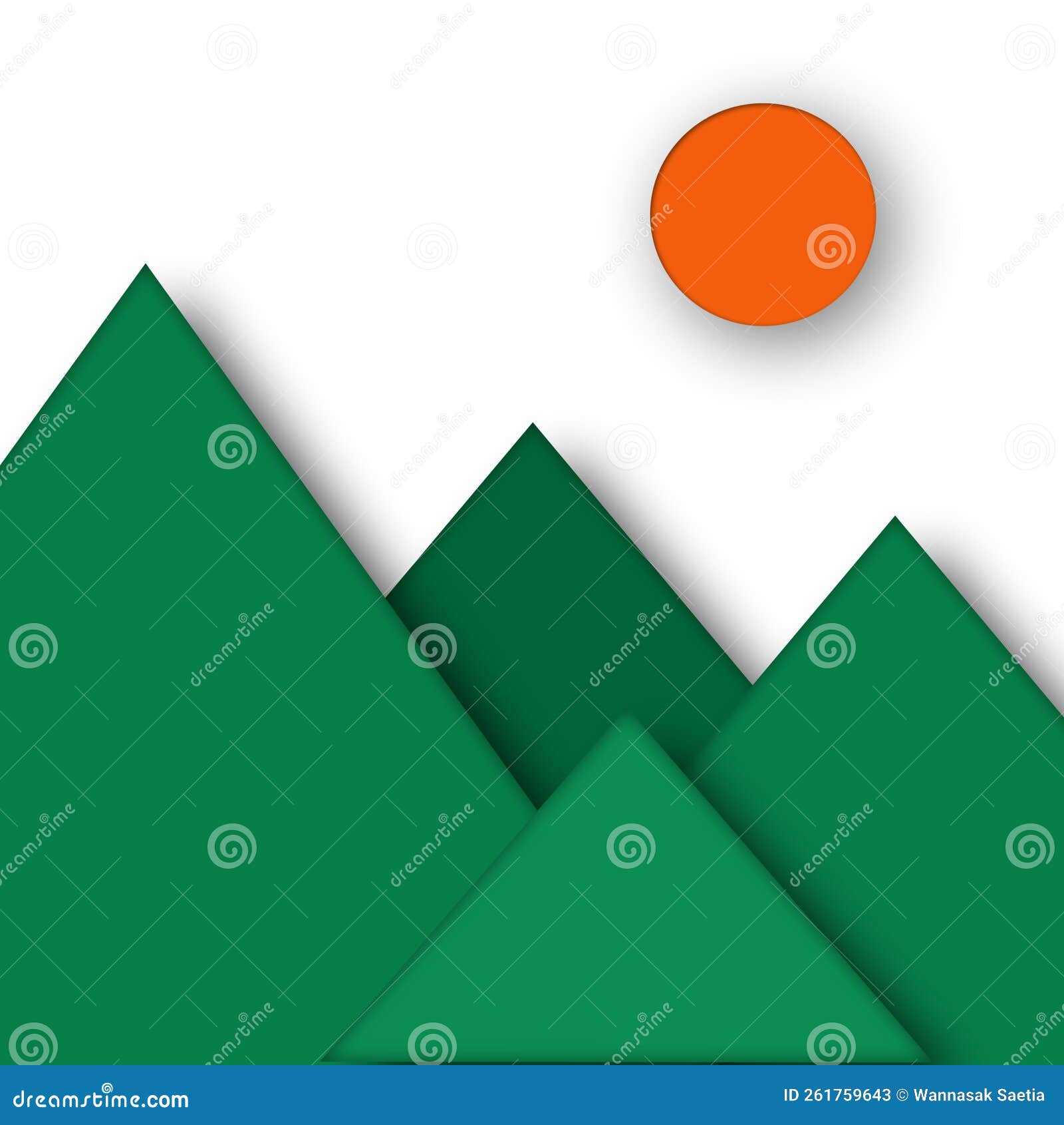 Mountain and Sun Vector Icon Paper Style Stock Illustration ...