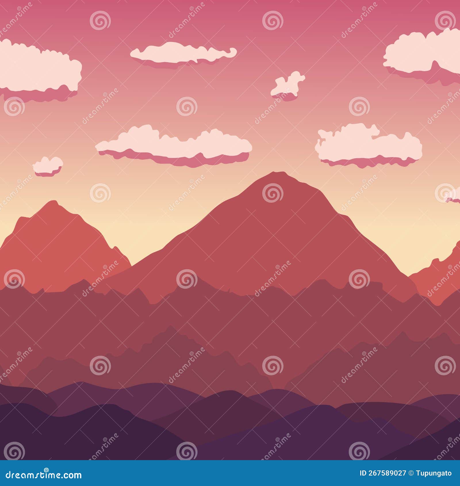 Mountain Sunrise Landscape Vector Illustration Stock Vector ...